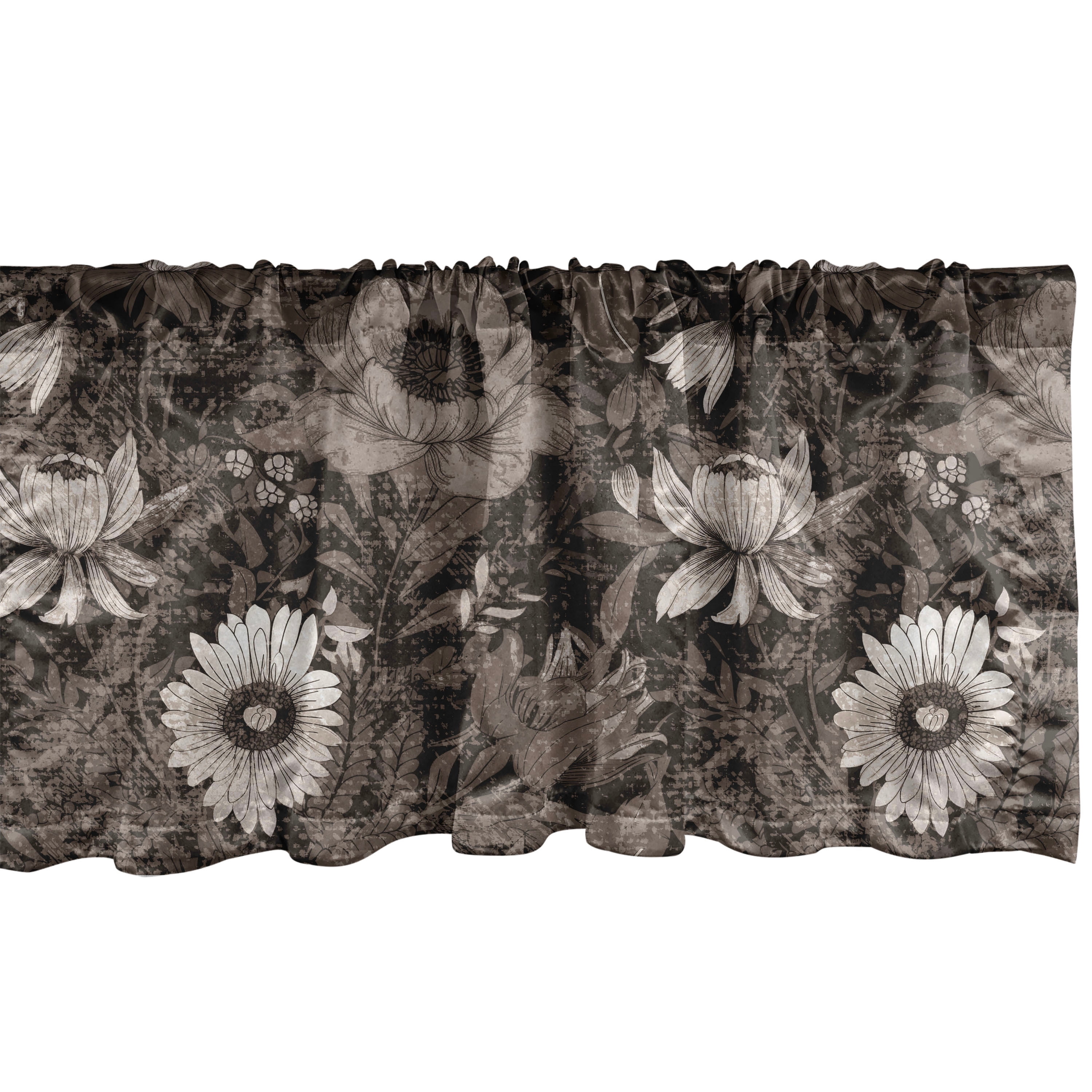 Earthy Boho Flowers Window Valance, Bohemian Style Anemones Ethnic Folk ...