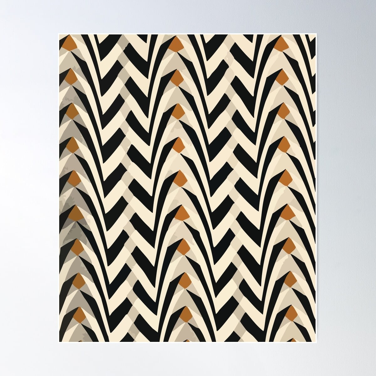 Earthy Chevron: Tribal Waves Pattern Poster Wall Art, Modern Wall Decor ...