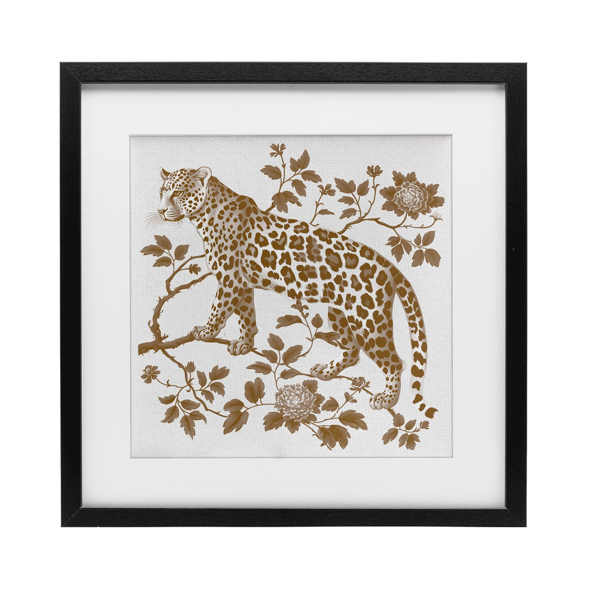 Earthy Details Vintage Leopard Black Framed Print Under Glass, design ...