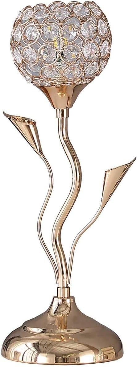 Earthy Elegance 14 Inch Table Lamp with Floral Shade and Acrylic ...