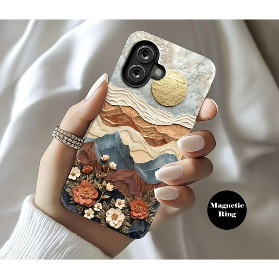 Earthy Mountain Nature 3D Phone Case with iPhone 17 through 11 Pro Max ...