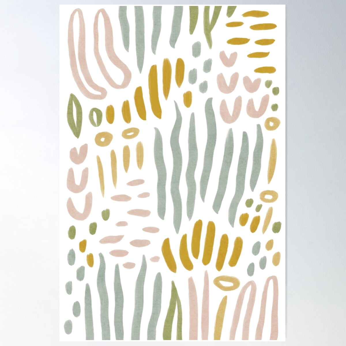 Earthy Pastel Abstract Shapes Pattern 01 Poster Wall Art, Modern Wall ...
