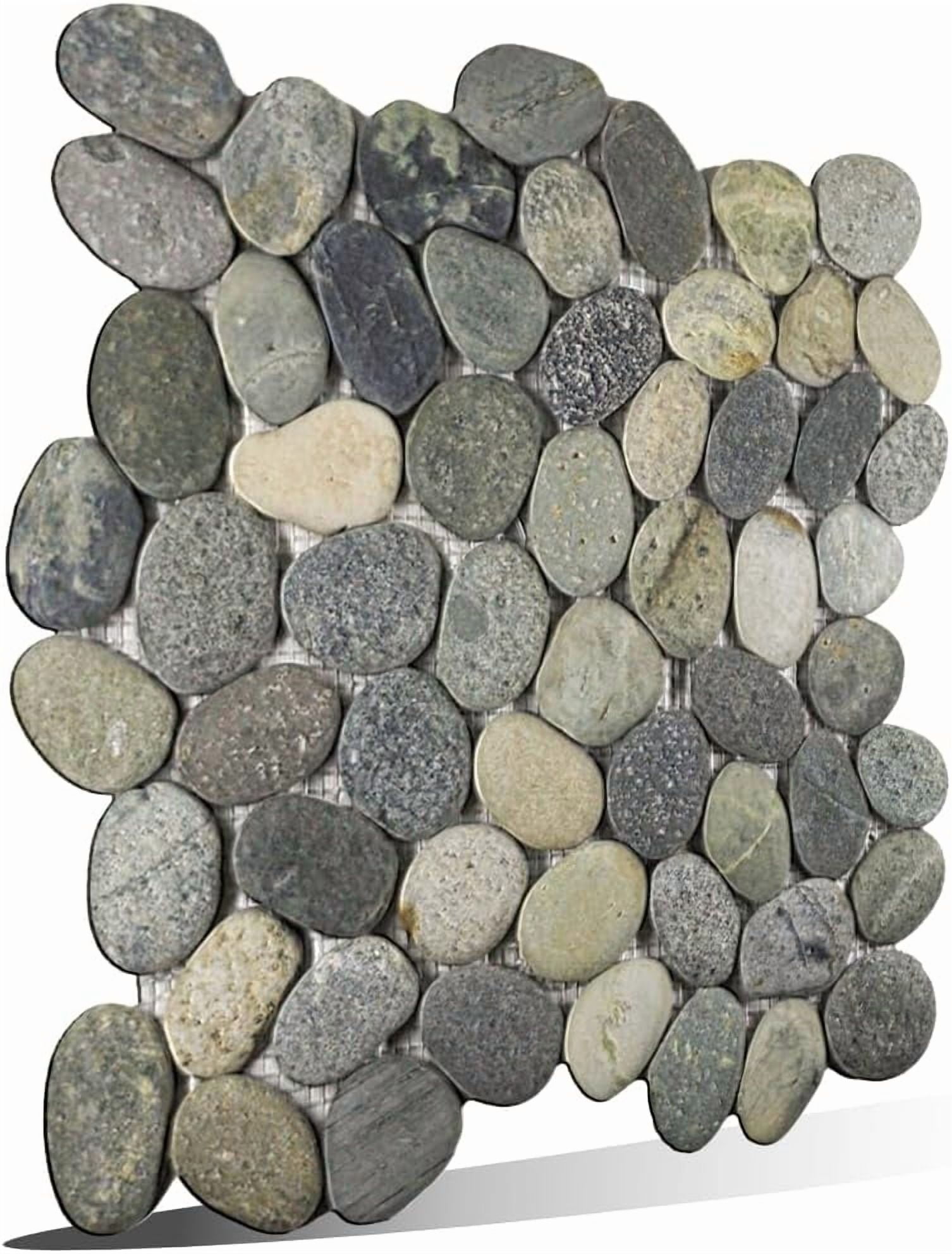 Earthy Pebble Mosaic, Tumbled Stone Backsplash Tiles for Kitchen Walls ...