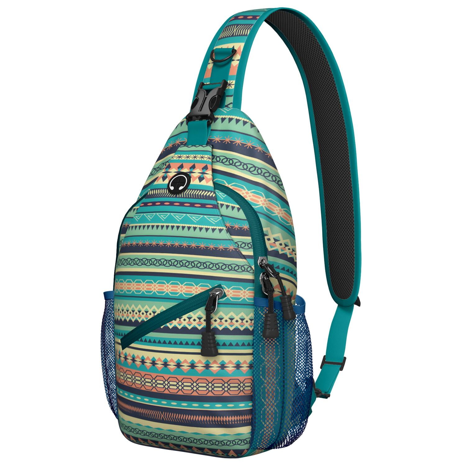 Earthy Tone Sling Backpack with Boho Chic Design, Floral Artistic ...