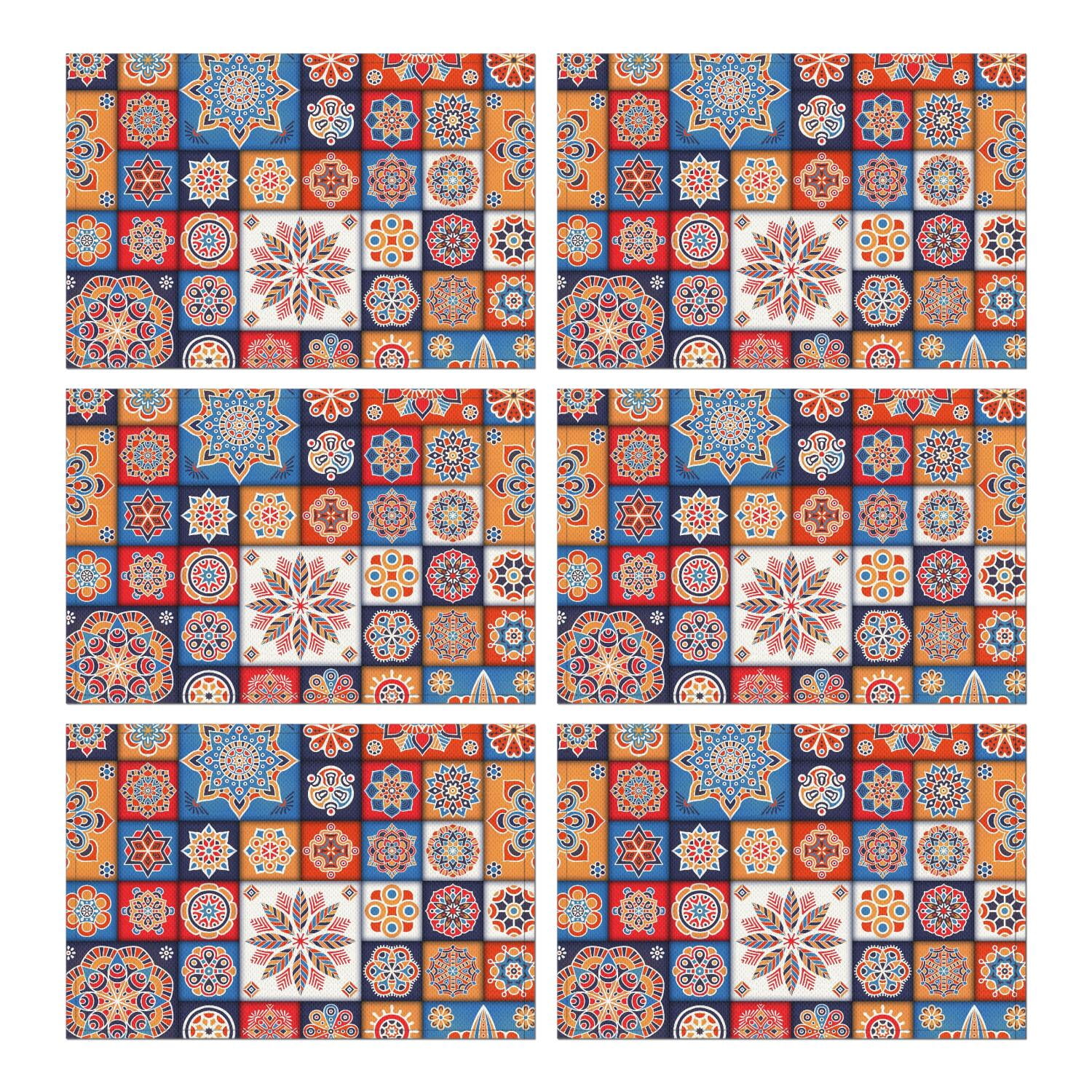 Earthy Vintage Flax Placemats Set of 6, 12x18 Inch Boho Rustic Tribal ...