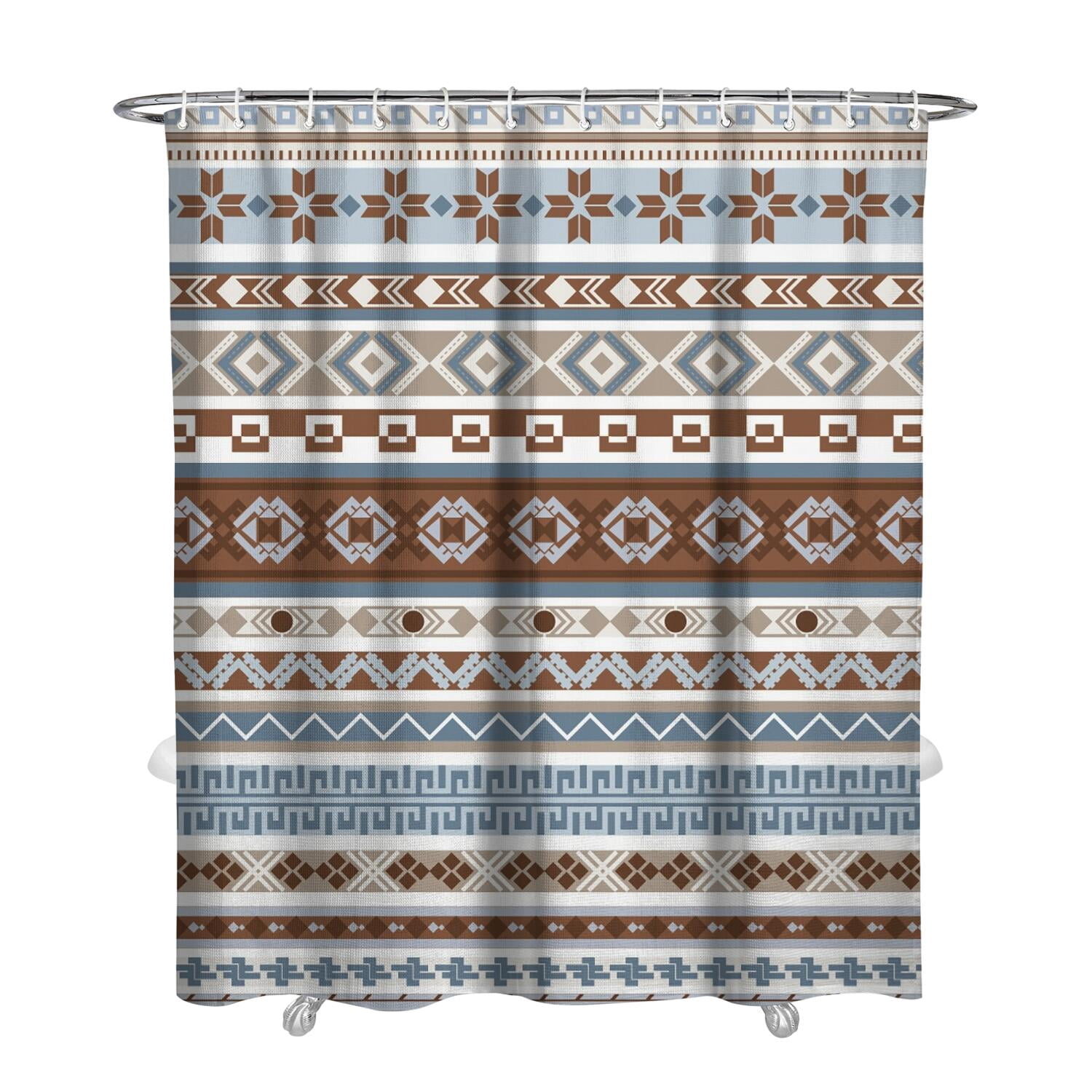 Earthy Vintage Shower Curtain 72x84 Inches Boho Tribal Print Polyester ...