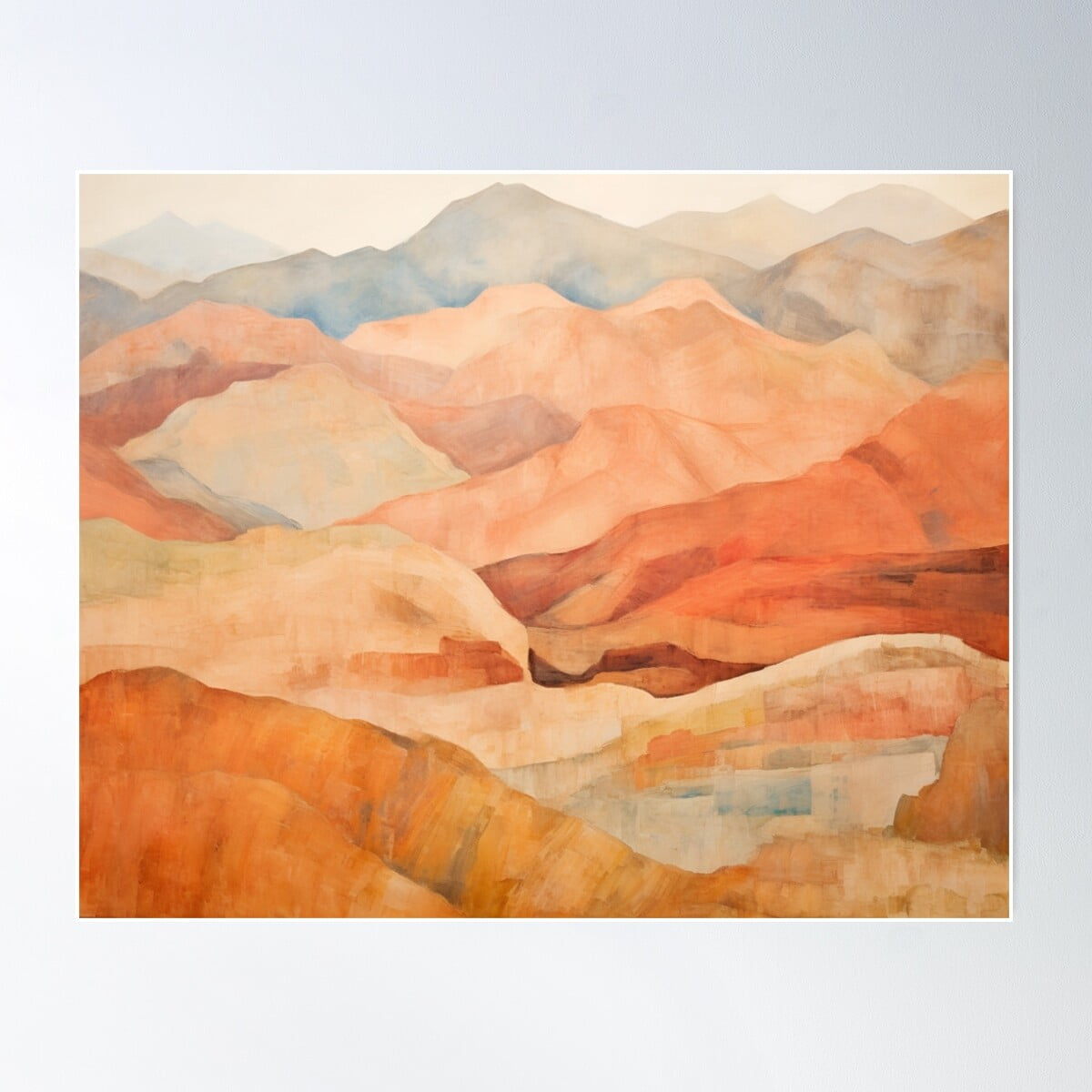 Earthy Warm Mountains Range Landscape Poster Wall Art, Modern Wall ...