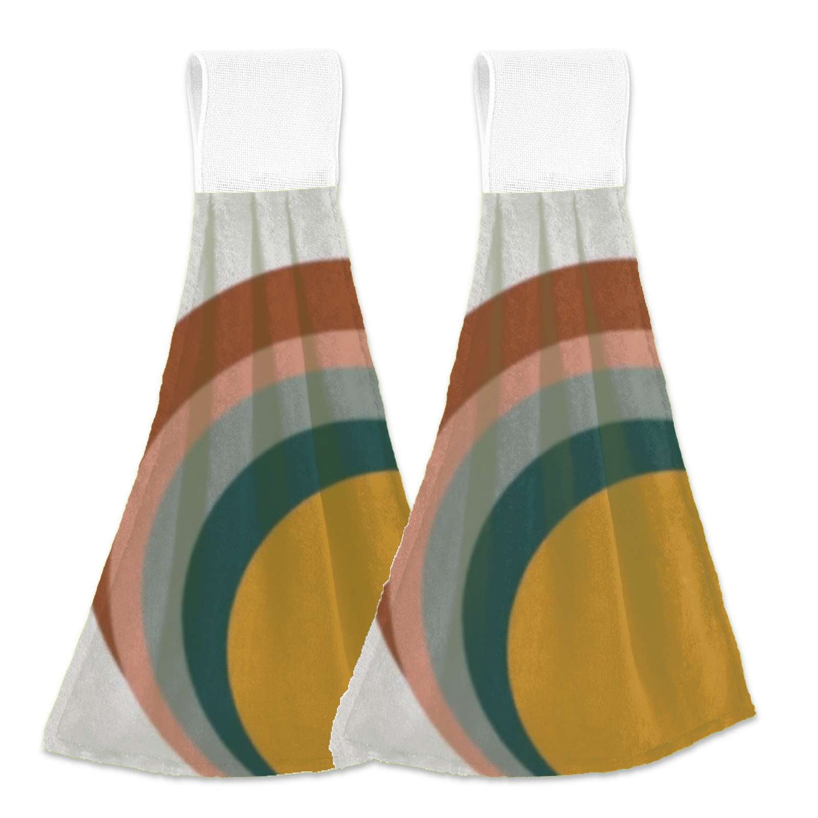 Earthy rainbow abstract art design Hanging Kitchen Hand Towels Sets ...