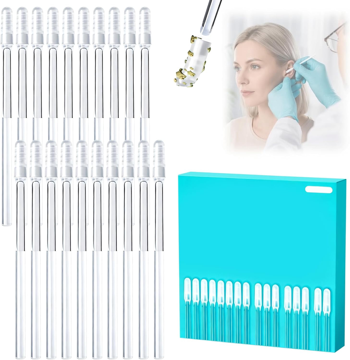 Earwax Removal Adhesive Swabs, Reusable Sticky Ear Swabs with Soft ...