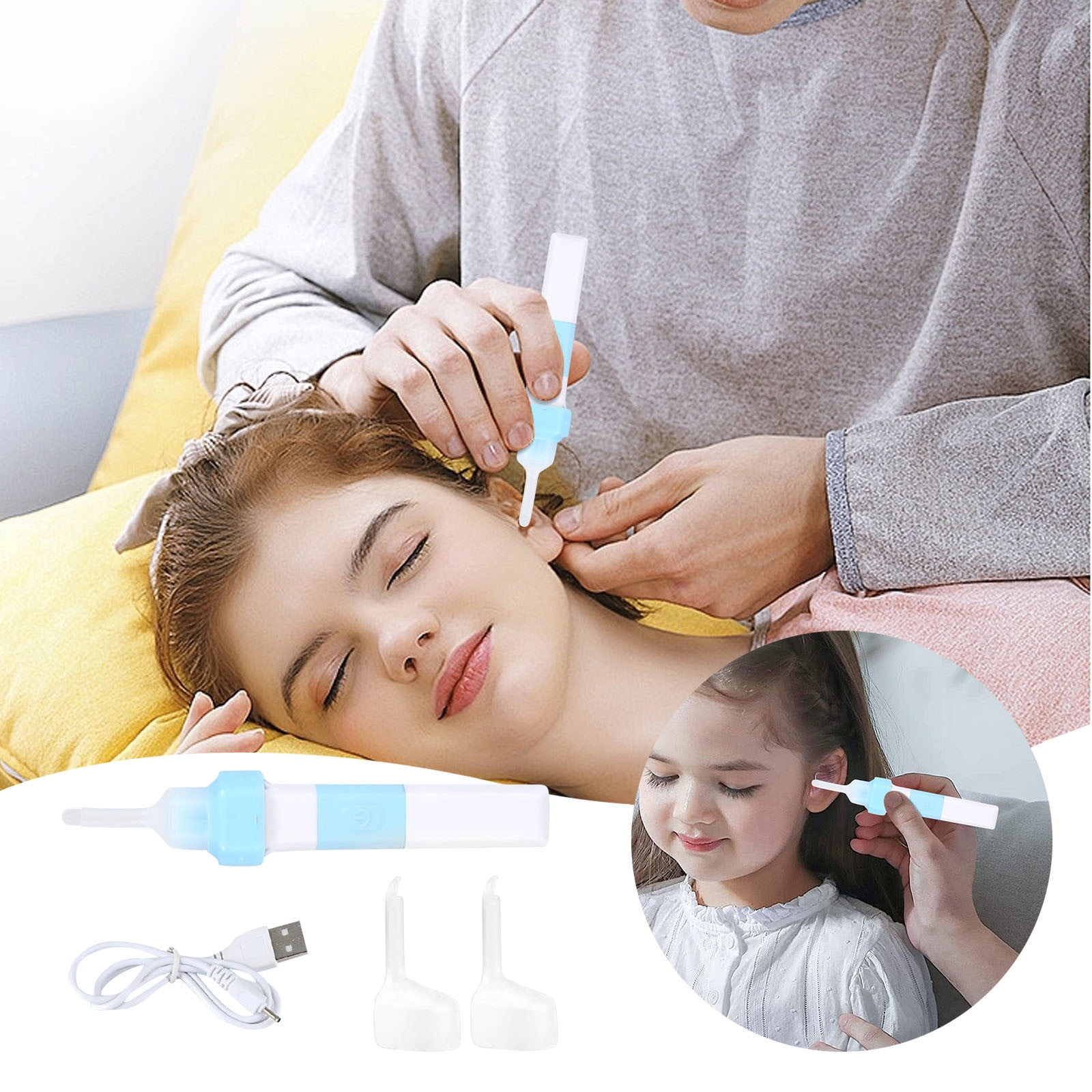 Earwax Removal Kit Ear Cleaner Portable Automatic Electric Vacuum Ear Wax Safe Ear-Pick Clean ...