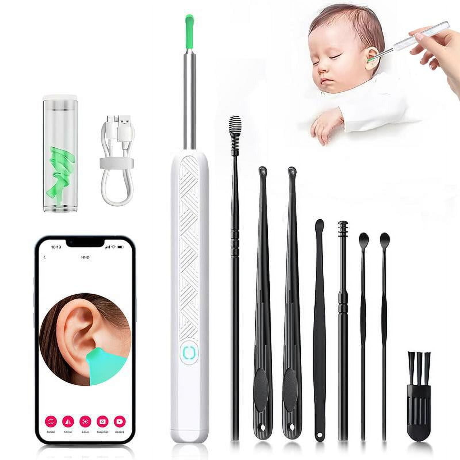 Earwax Removal Tool Set with Camera - Portable 360° Wide Angle Ear ...