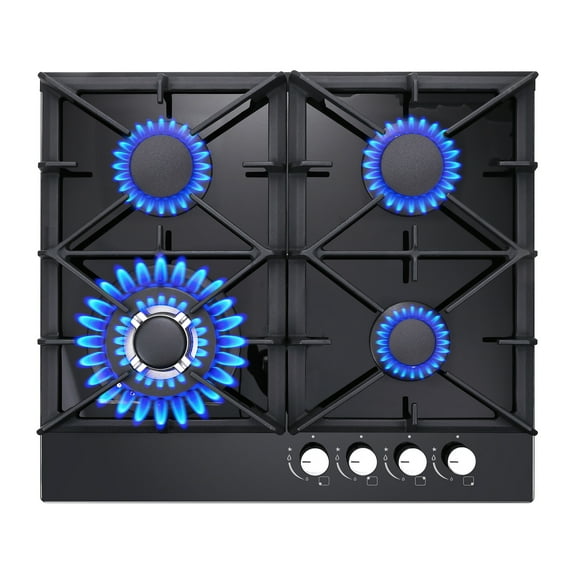 Eascookchef 4-Burners Gas Cooktop 24in Eascookchef Tempered Glass NG/LPG Convertible - Walmart.com