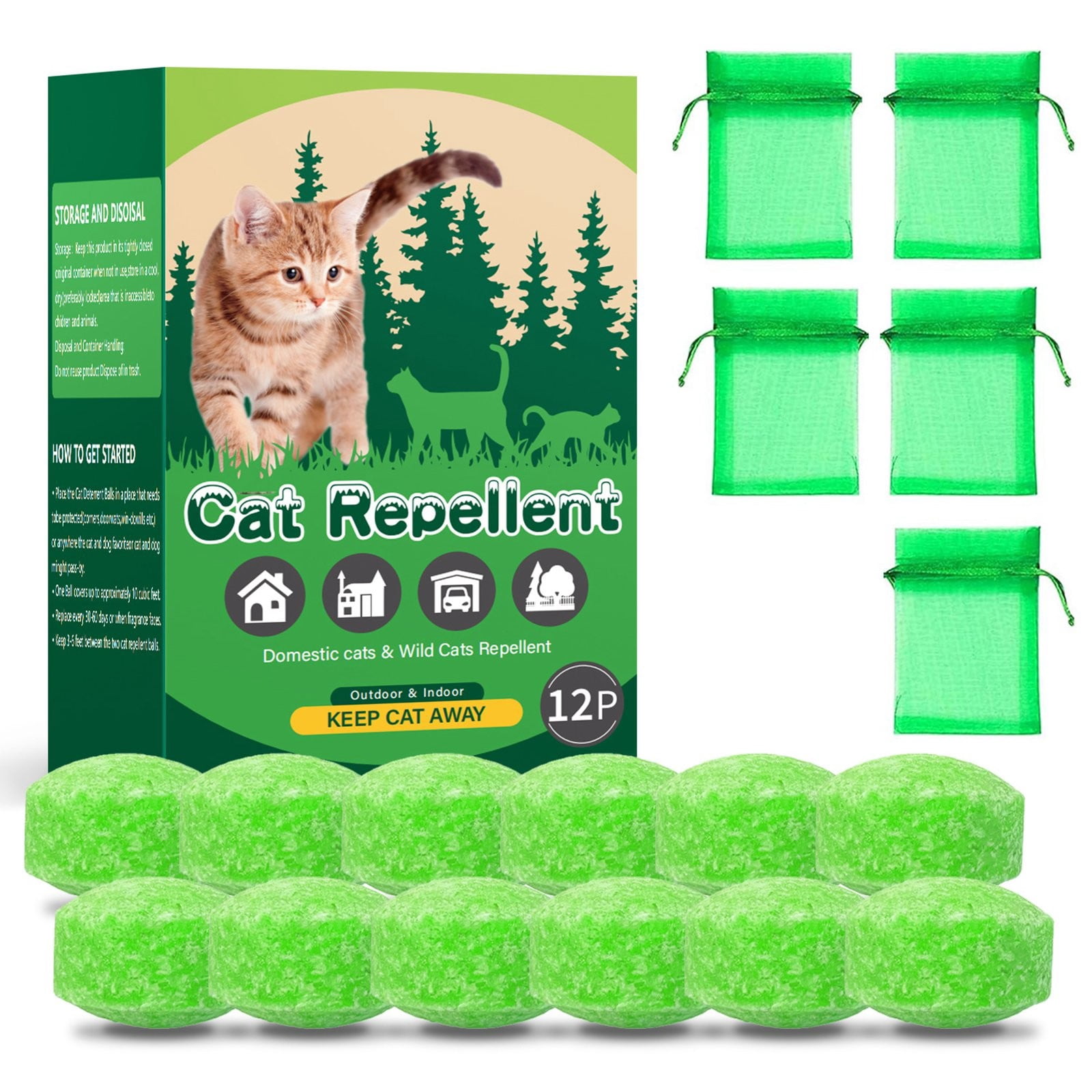 Easdesey 12PCS Cat Repellent Outdoor & Indoor, Natural Cat Deterrent ...