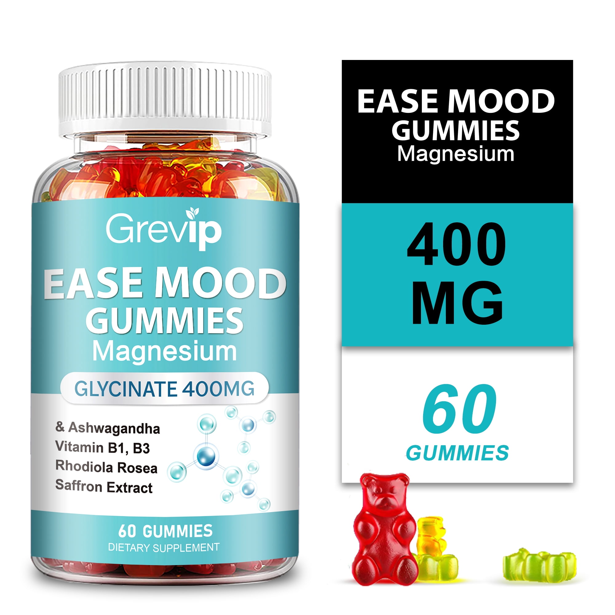 Ease Mood - Magnesium Glycinate, Ashwagandha, Rhodiola Rosea - Improves ...