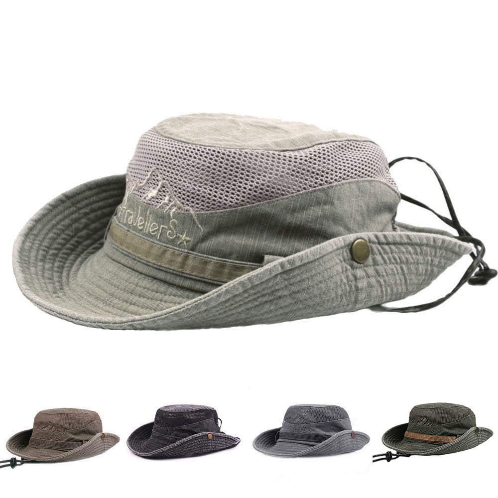 EaseDay Bucket Hat for Men, Cotton Embroidery Wide Brim Sun Protection ...
