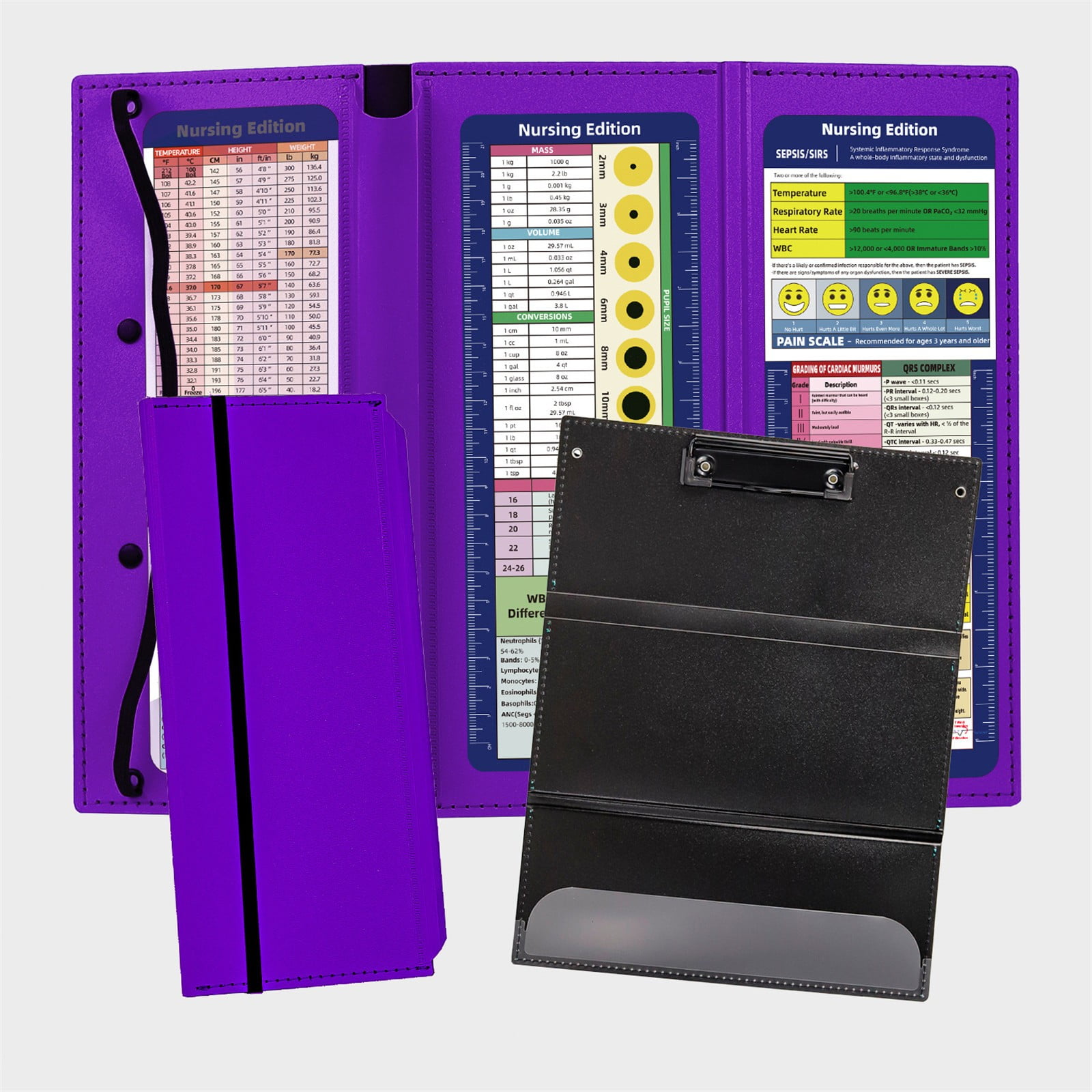 Easeky File Folders 1 Pack Plastic Nursing Clipboard Foldable 3 Folding Clipboard with Nursing ...