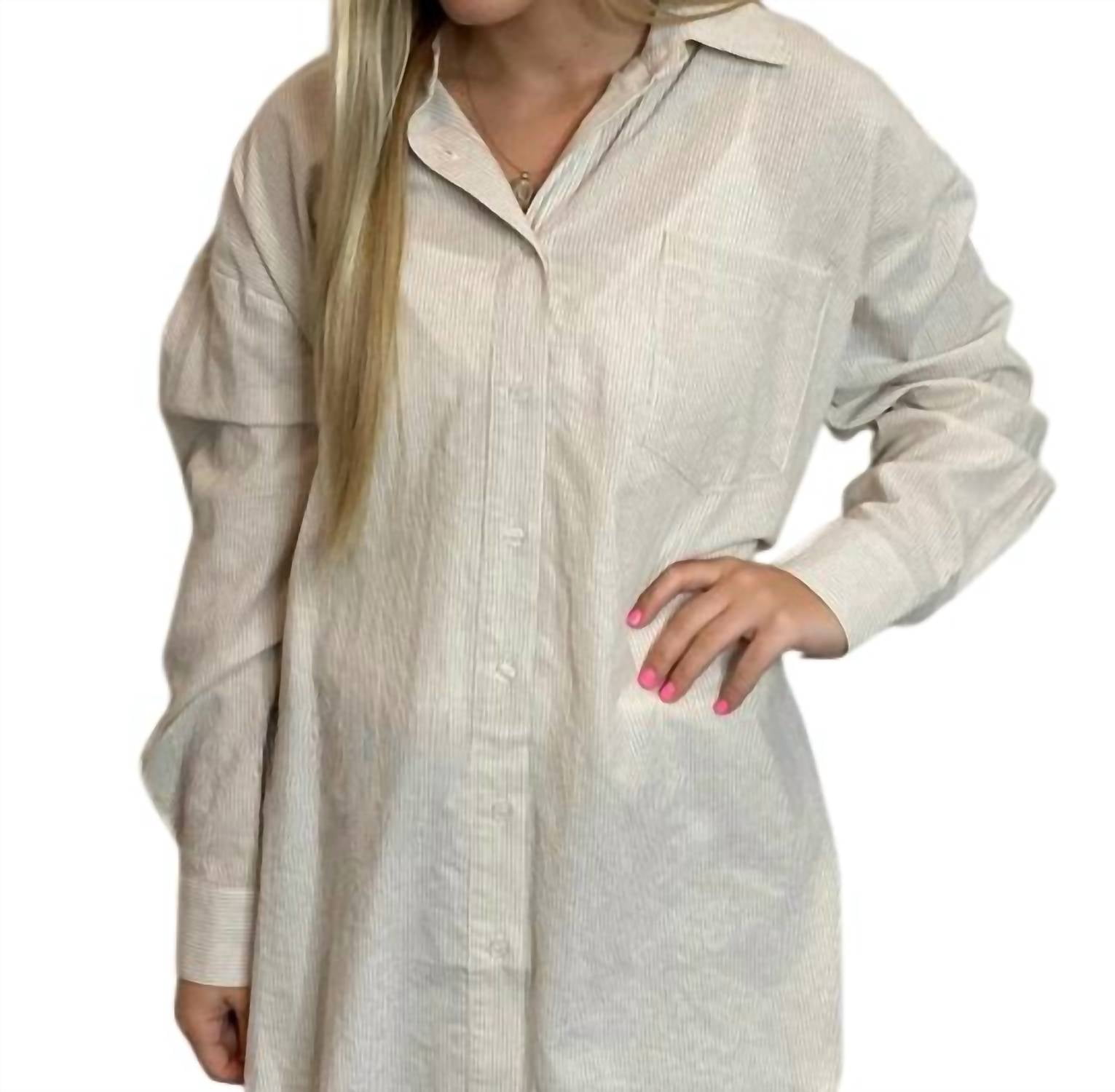 Easel Oversized Mini Stripe Button Down Shirt - Walmart.com