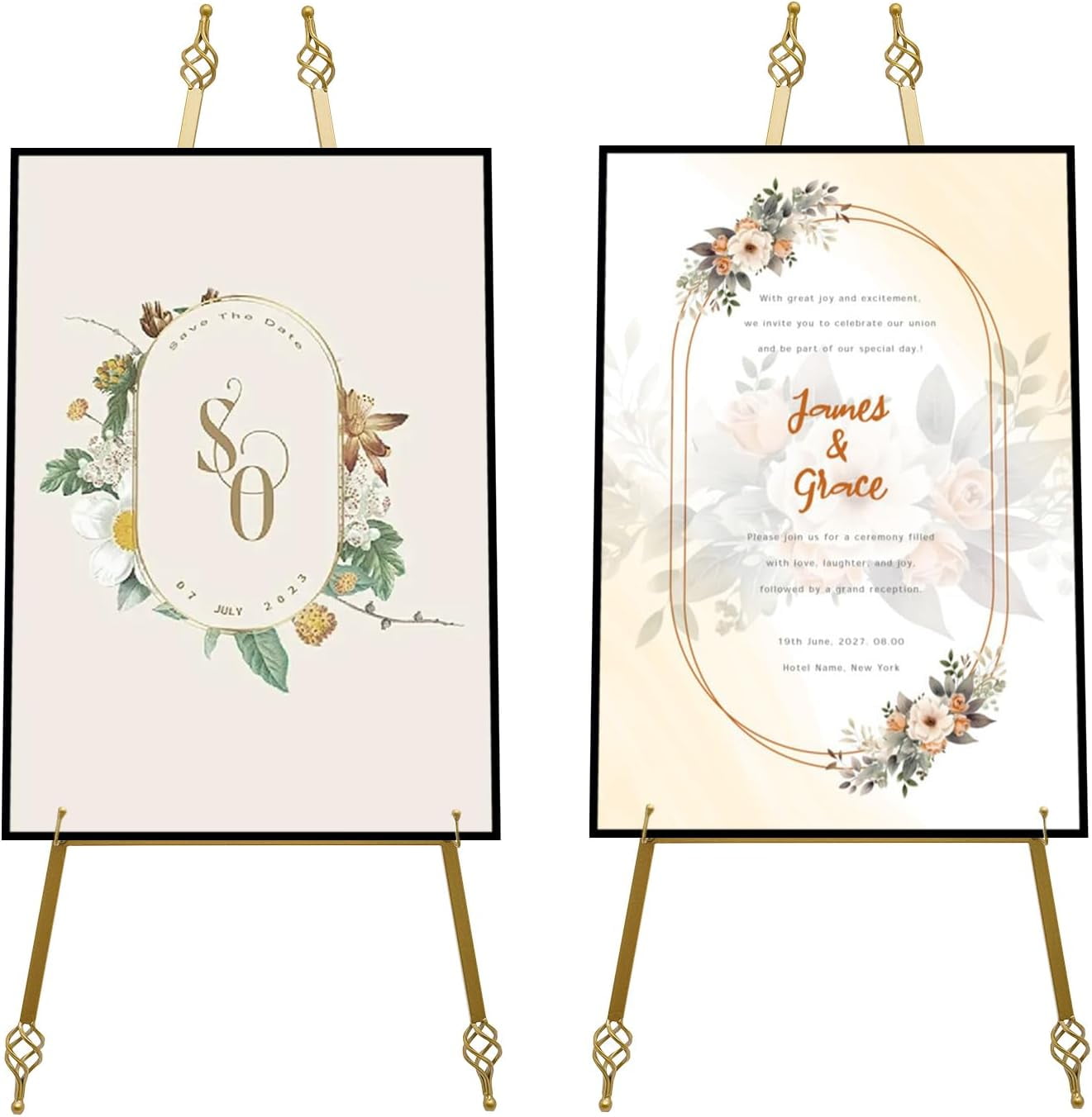 Easel Stand, 2 Pack Metal Portable Floor Easel Stand for Decorative ...