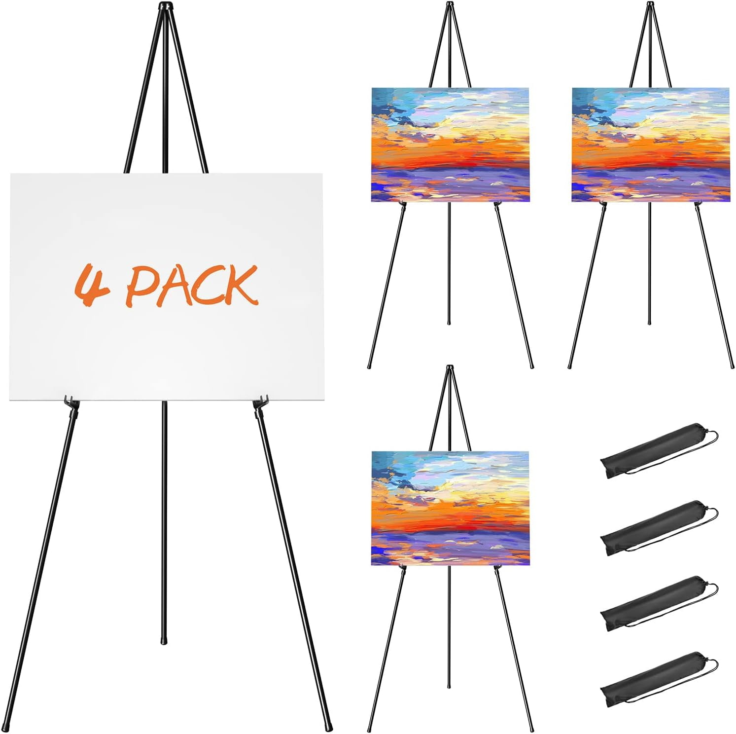 Easel Stand for Display, 63" Portable Painting Easel, Lightweight Metal ...