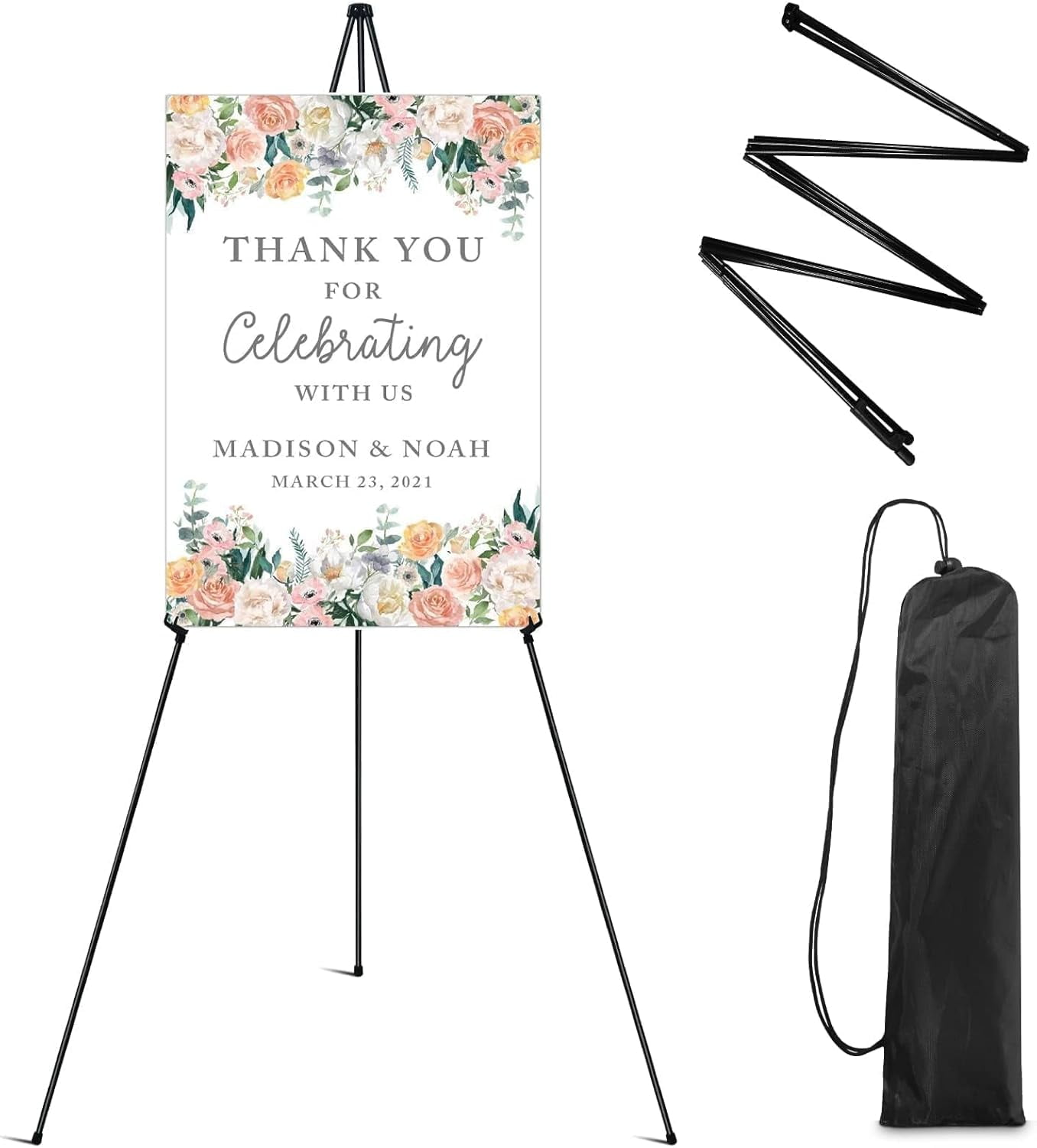 Easel Stand for Sign,63'' Instant Lightweight Portable Ground Easel for ...