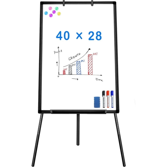 Easel Whiteboard - Black Portable Dry Erase 40 x 28 Tripod Height ...