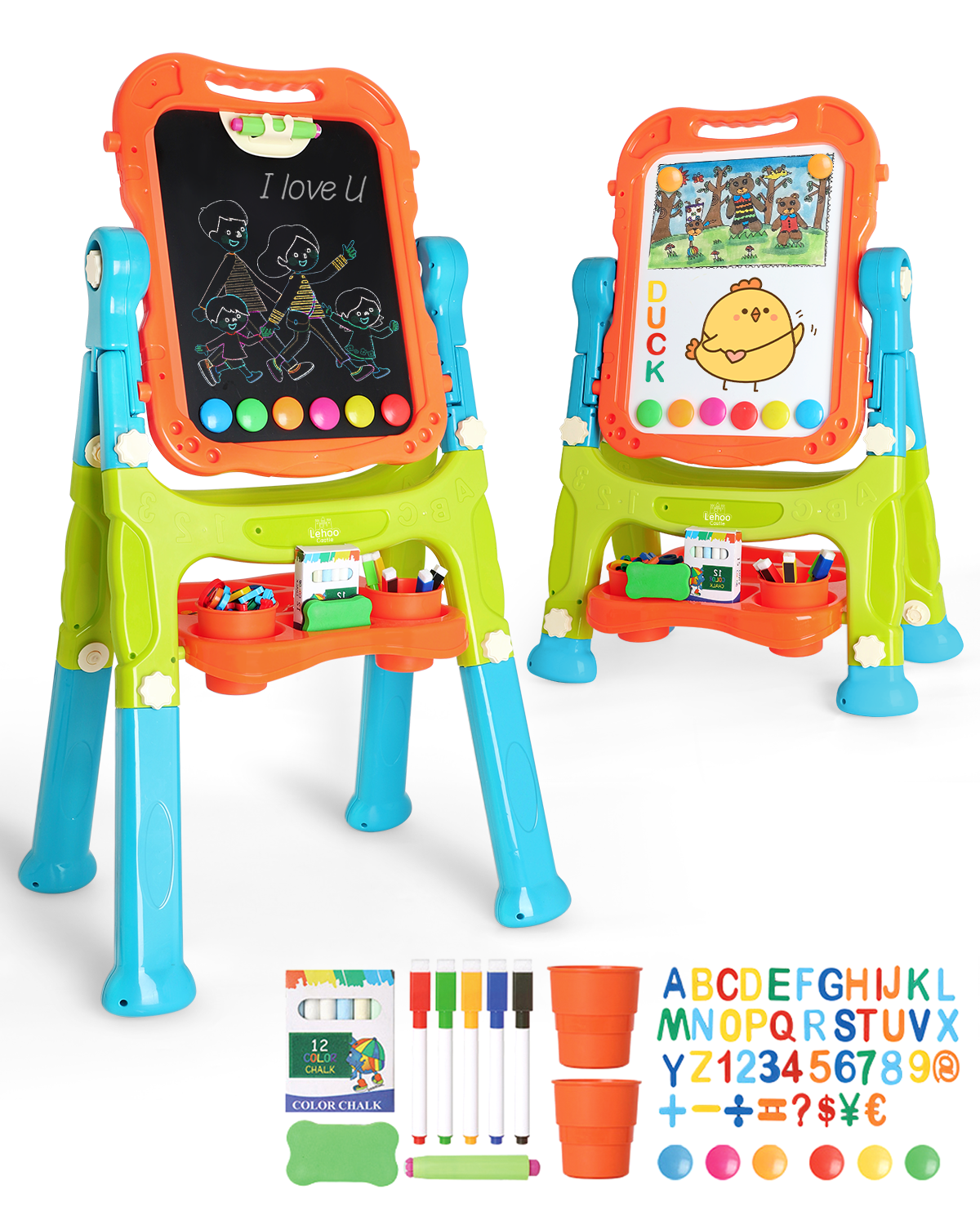 OROLIVING Adjustable Advanced Plastic 4 in 1 Double Sided Kid's Art ...