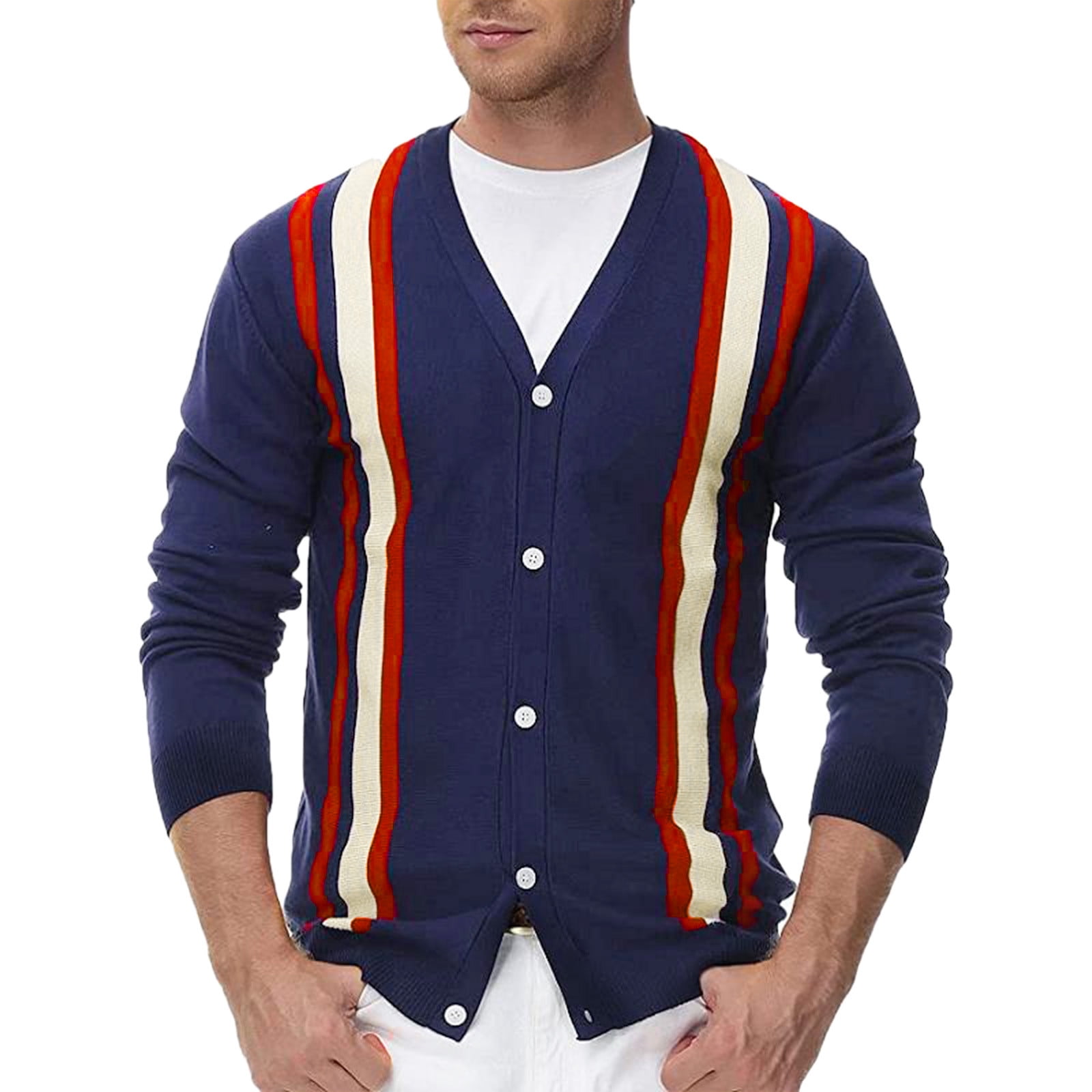 Eashery Cardigan Sweaters for Men Knit Cardigan Slim Long Sleeve Coat ...