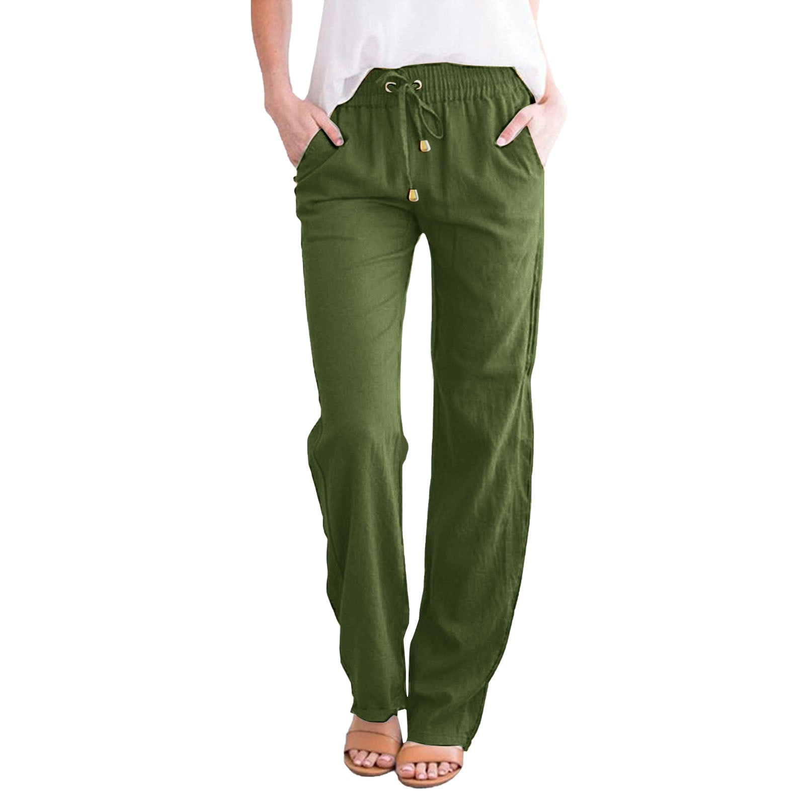 Eashery Linen Pants for Women Wide Leg High Waisted Relaxed Fit Yoga ...