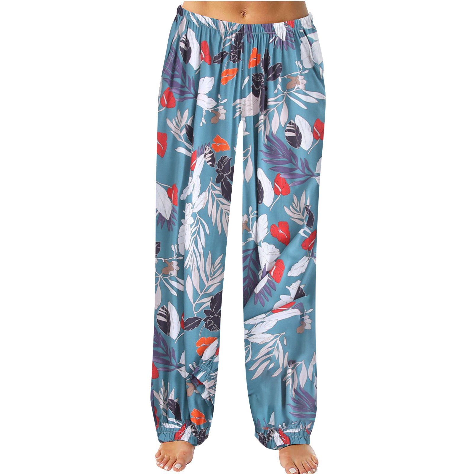 Eashery Straight Leg Pant for women Drawstring White Beach Pant Smocked ...