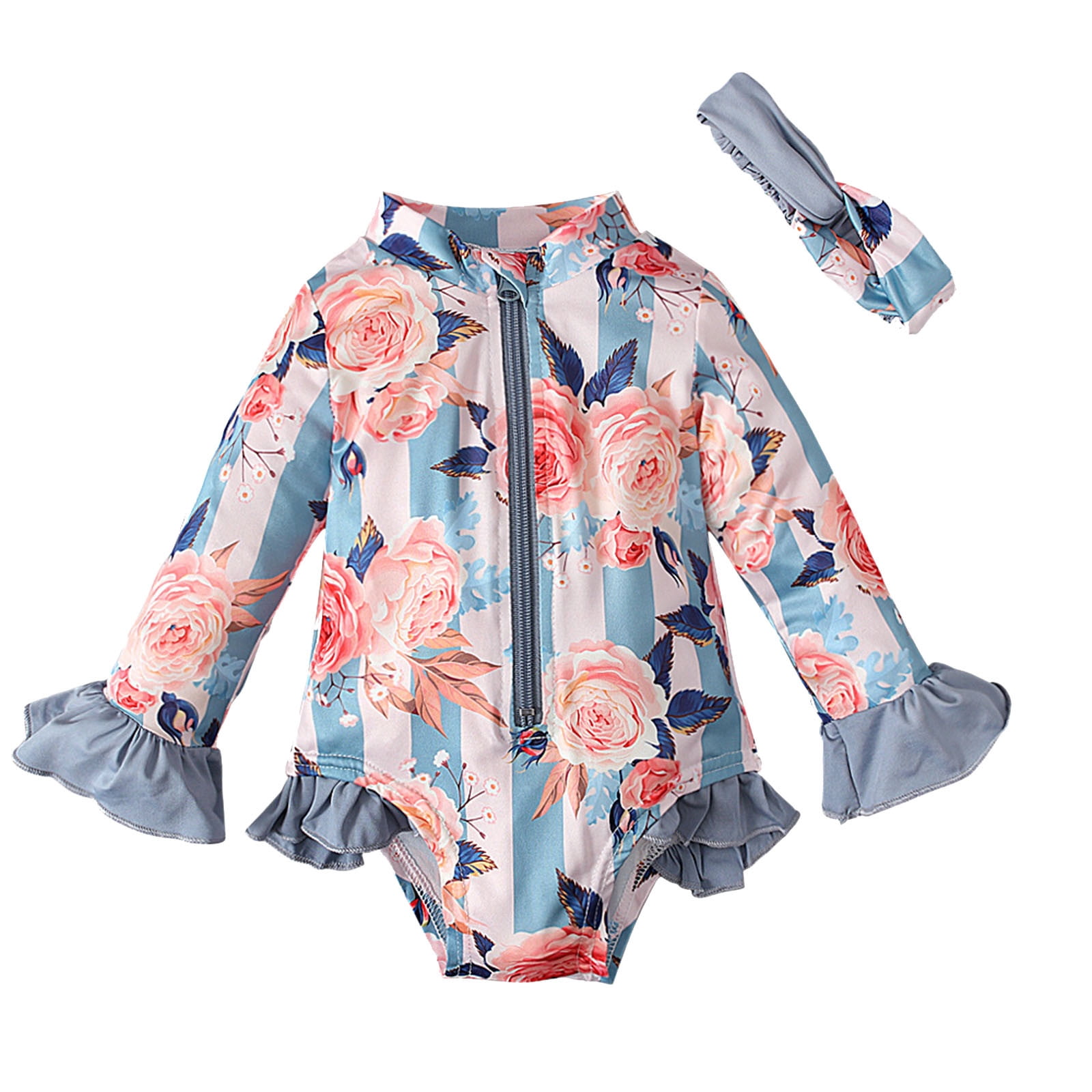 Eashery Teen Girl Swimsuit Baby Toddler Girls Long Sleeve Rash Guard 2 ...