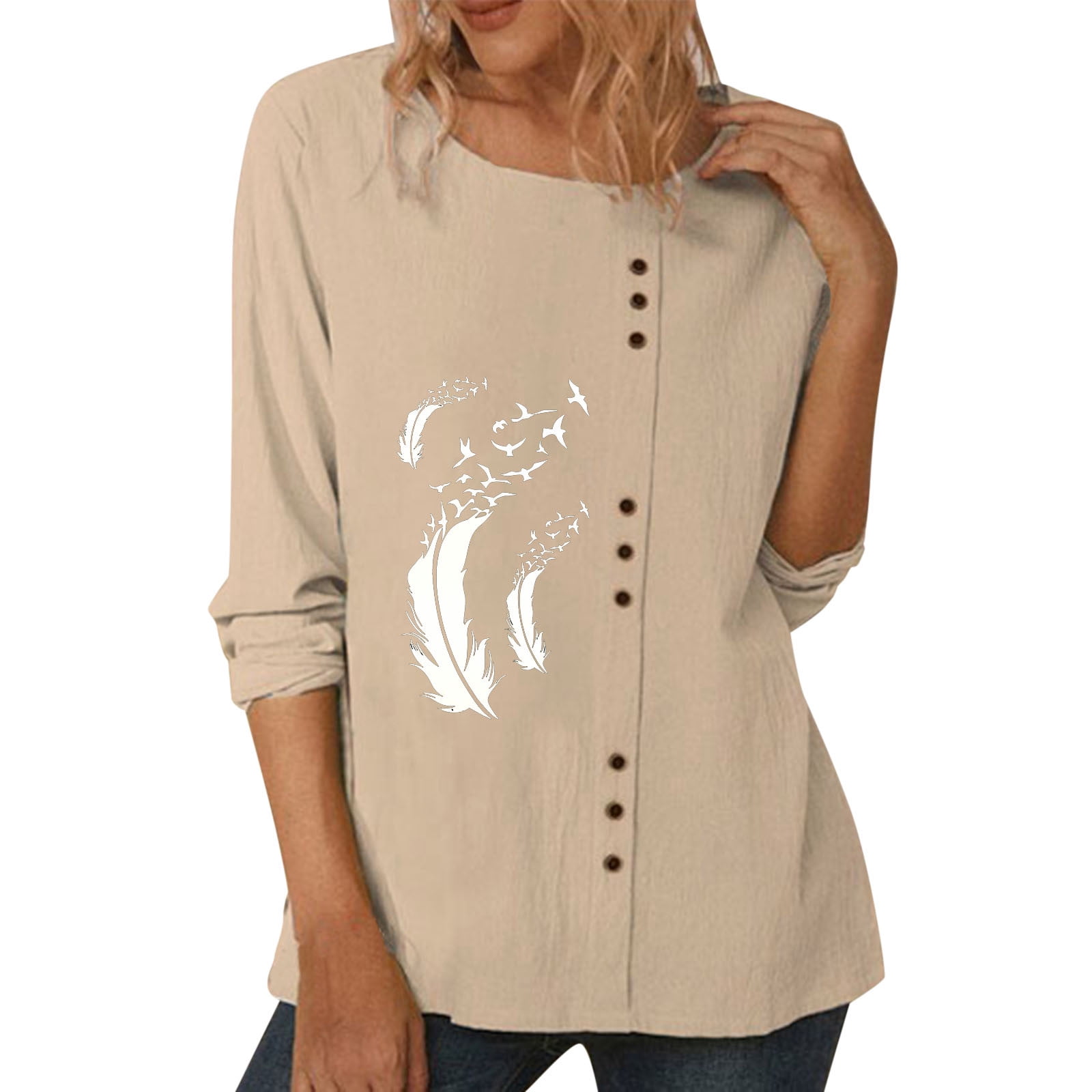 Eashery Womens Plus Size Tops Casual Chiffon V Neck 3 4 Sleeve Blouse ...