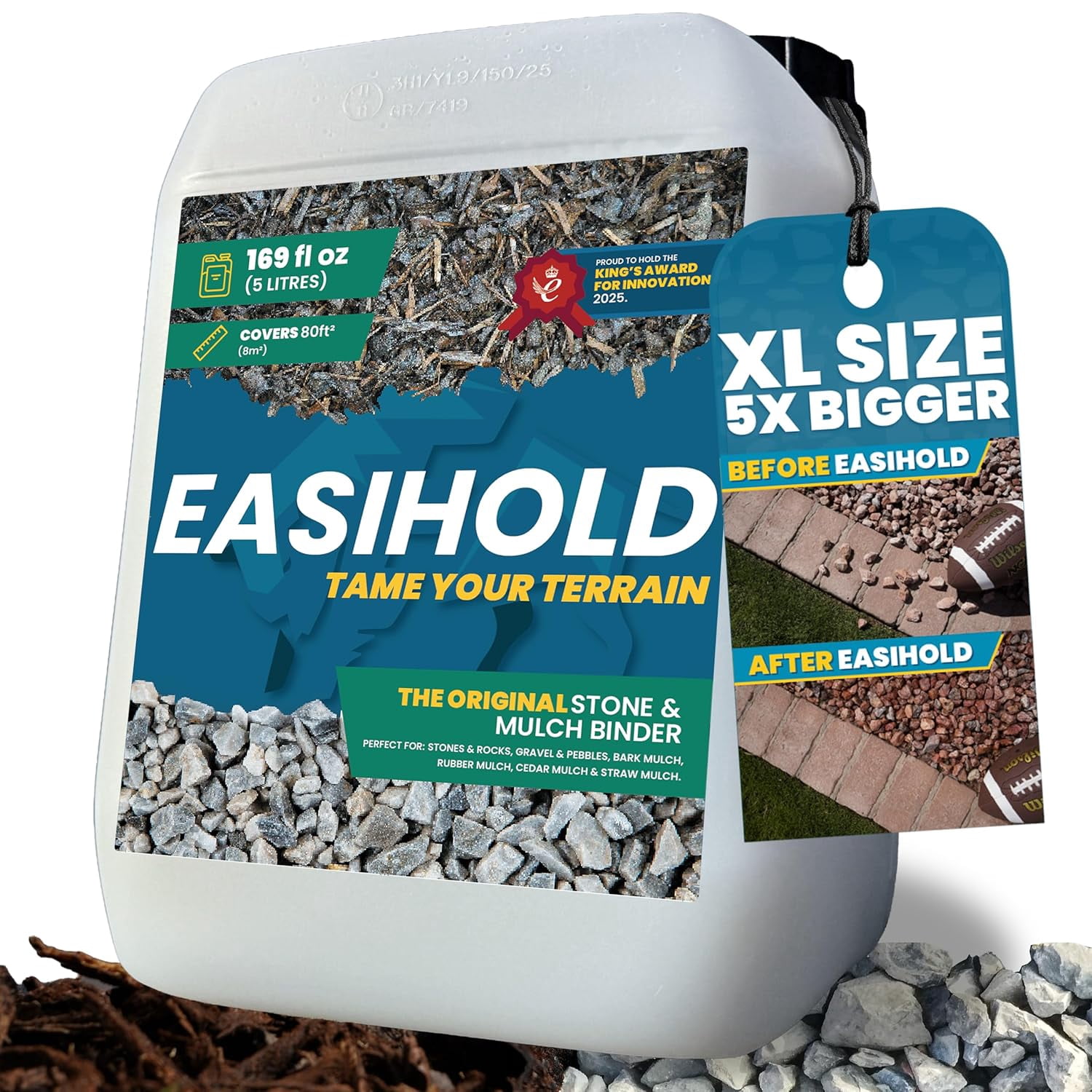 Easihold Rock Glue 1.3 Gallon Gravel Binder for Pea Gravel, Mulch ...