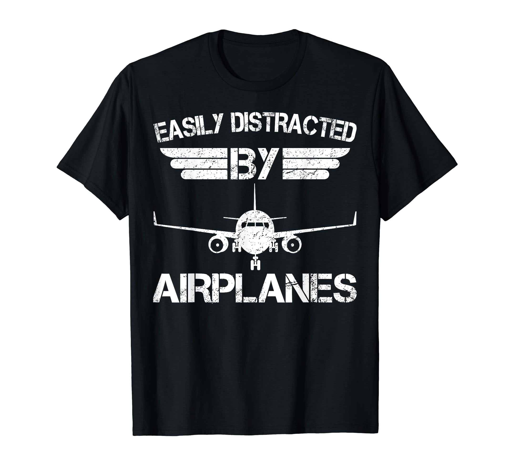 Easily Distracted By Airplanes Aviation Pilot Airplane Lover T-Shirt ...