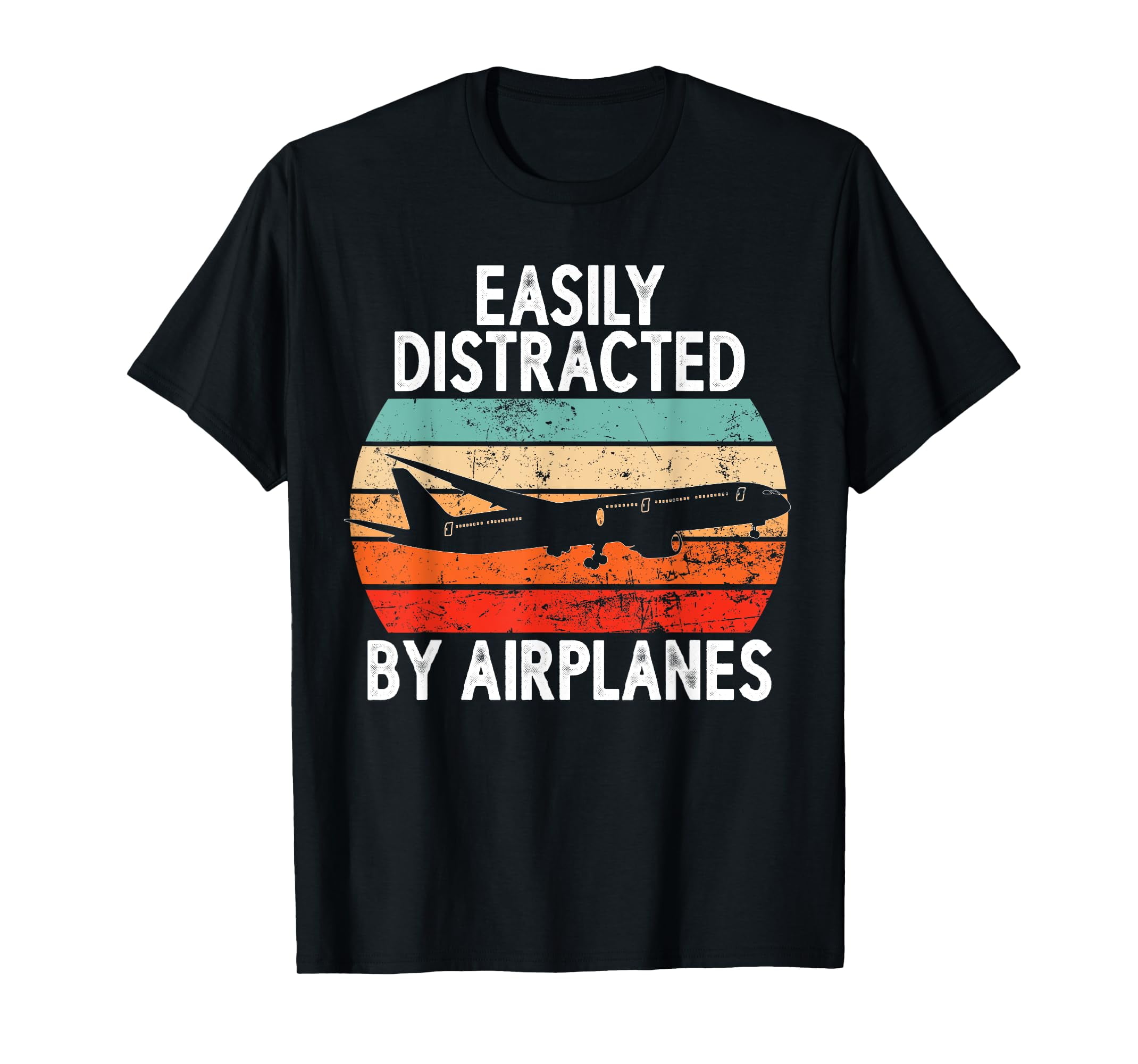 Easily Distracted By Airplanes Aviation Pilot Airplane Lover T-Shirt ...