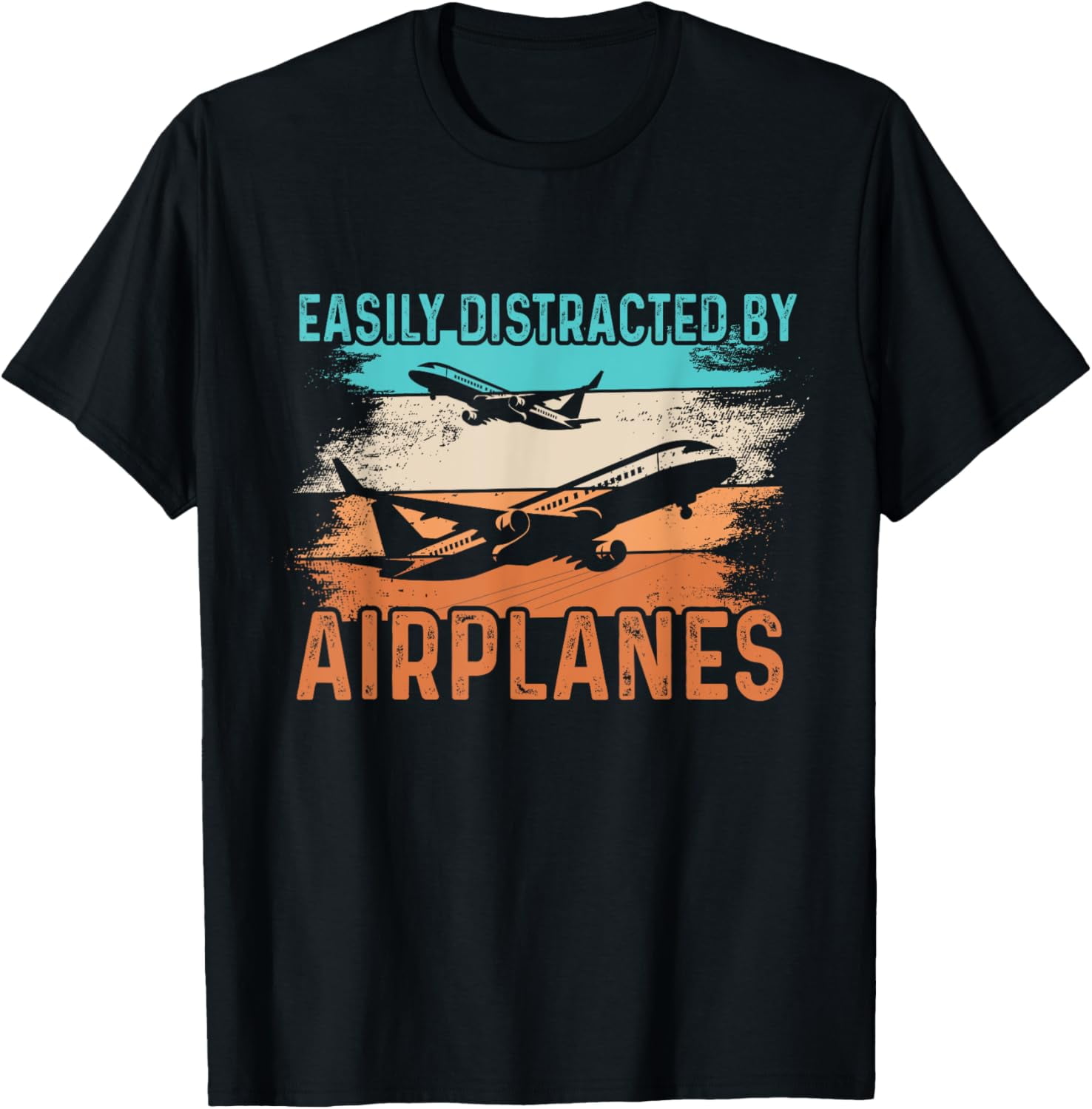 Easily Distracted By Airplanes Funny Pilot Aviation Plane T-Shirt ...
