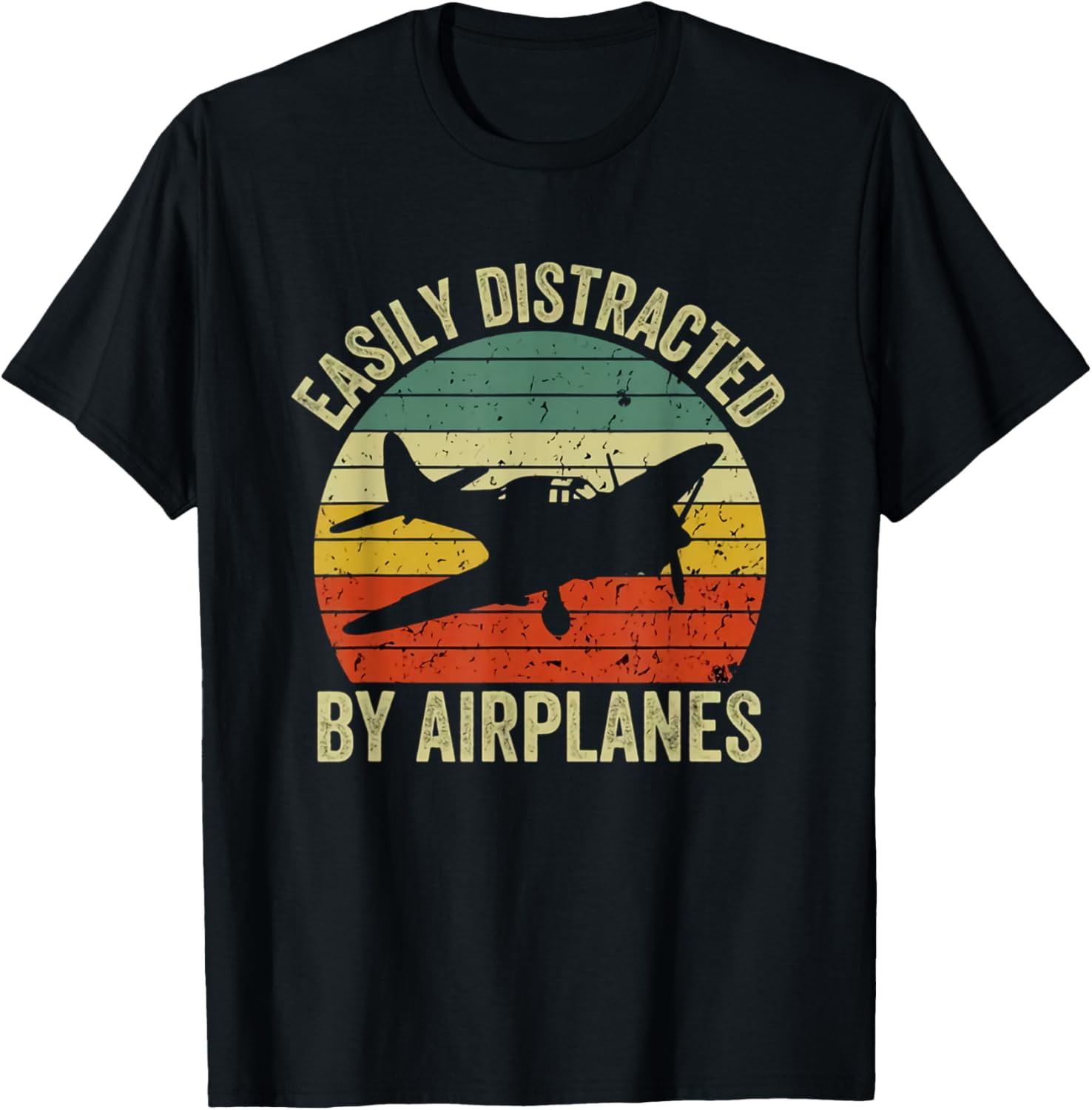 Easily Distracted By Airplanes Lover Pilot Funny Aviation T-Shirt ...