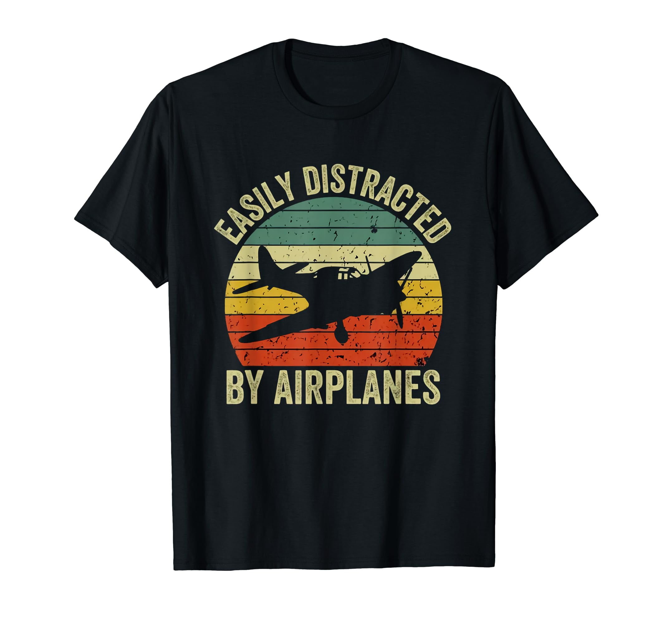 Easily Distracted By Airplanes Lover Pilot Funny Aviation T-Shirt ...