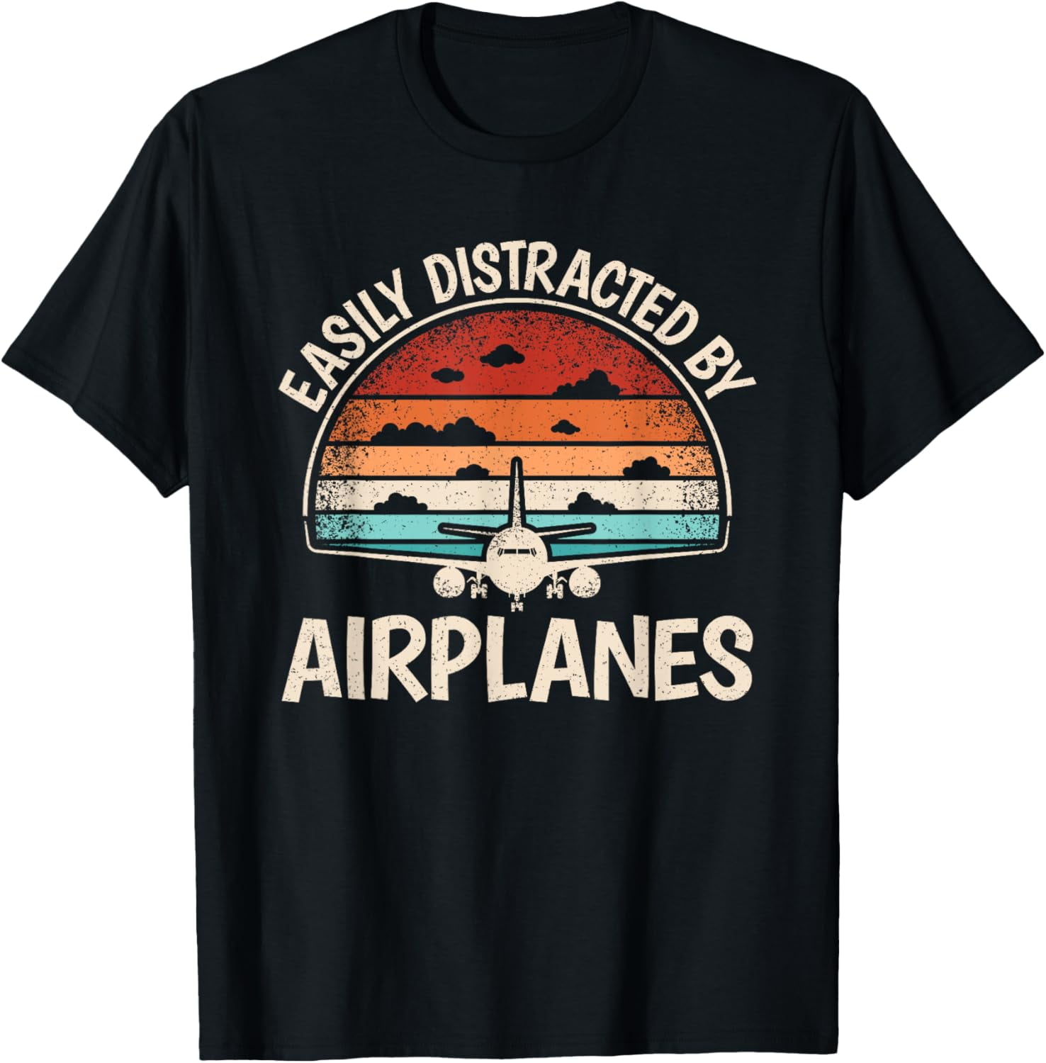 Easily Distracted By Airplanes Pilot Flying Aviator Aviation T-Shirt ...