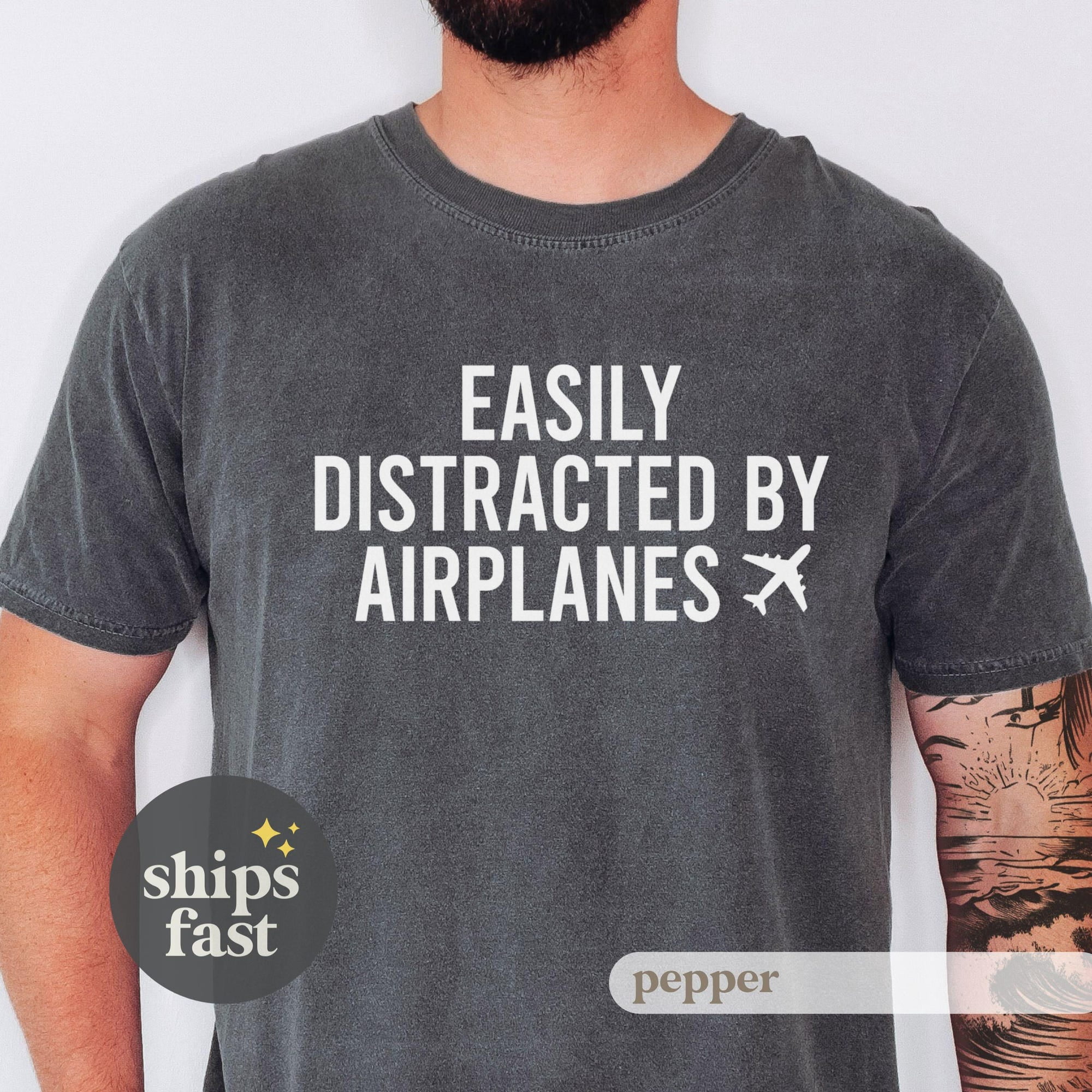 Easily Distracted By Airplanes Shirt Funny Airplane TShirt Funny Pilot ...