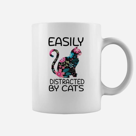 Easily Distracted By Cats Flower Gift For Women Coffee Mug - Walmart.com