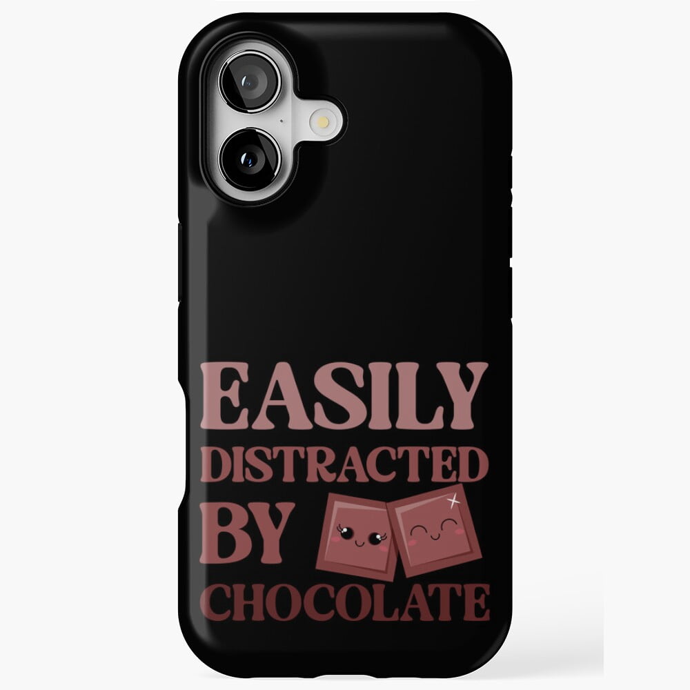 Easily Distracted By Chocolate Funny Quote iPhone Case 17 11 12 13 14 ...
