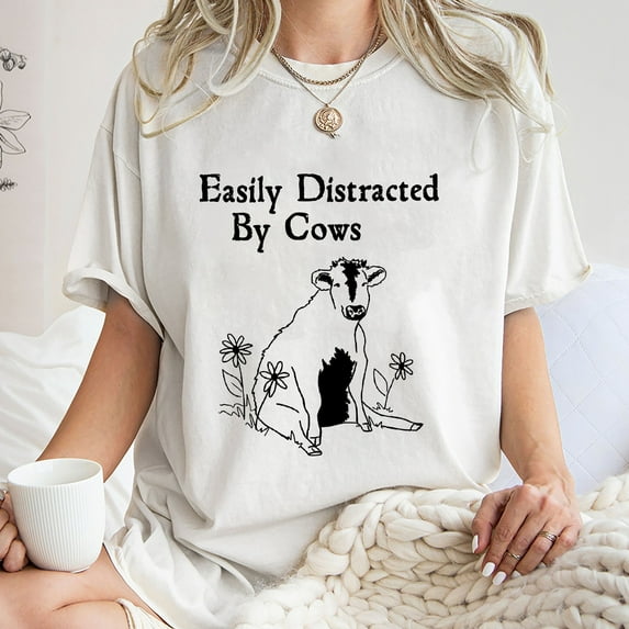 Easily Distracted By Cows Shirt, Trending Unisex Tee Shirt,Unique Shirt ...