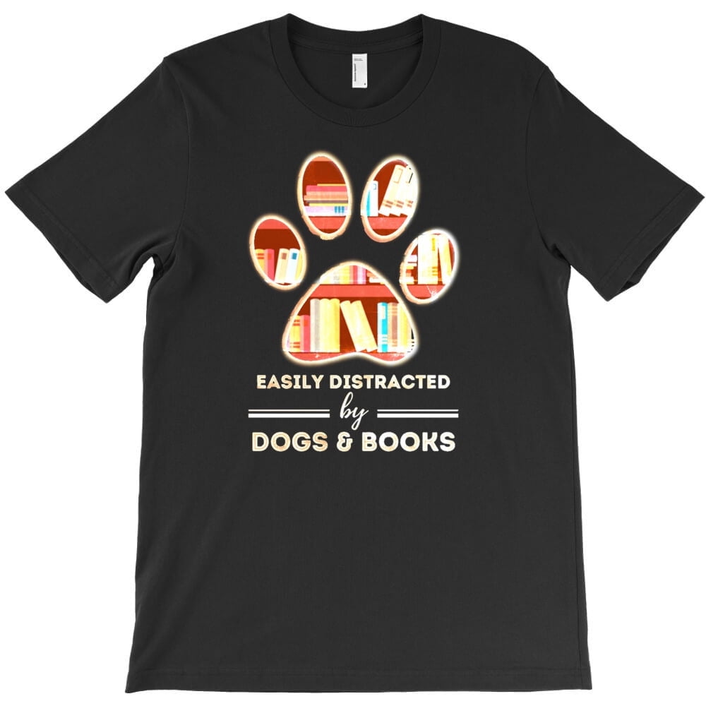 Easily Distracted By Dogs And Books Funny Reading Hobby Themed Quote ...