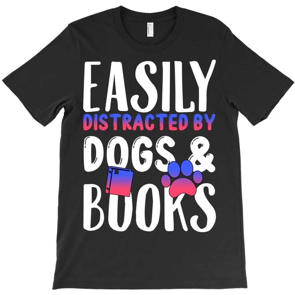 Easily Distracted By Dogs And Books Funny Vintage Reading Fan Quote ...