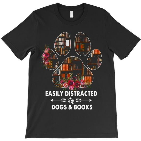 Easily Distracted By Dogs and Books Funny Reading and Pet Themed ...