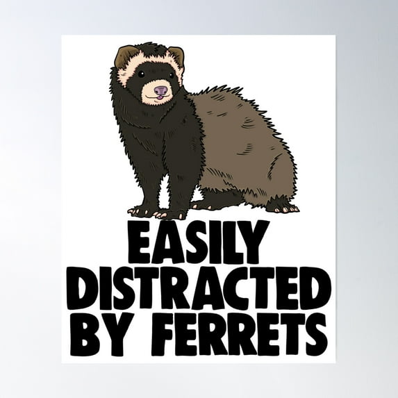 Easily Distracted By Ferrets Poster Wall Art, Modern Wall Decor, 12x18 ...