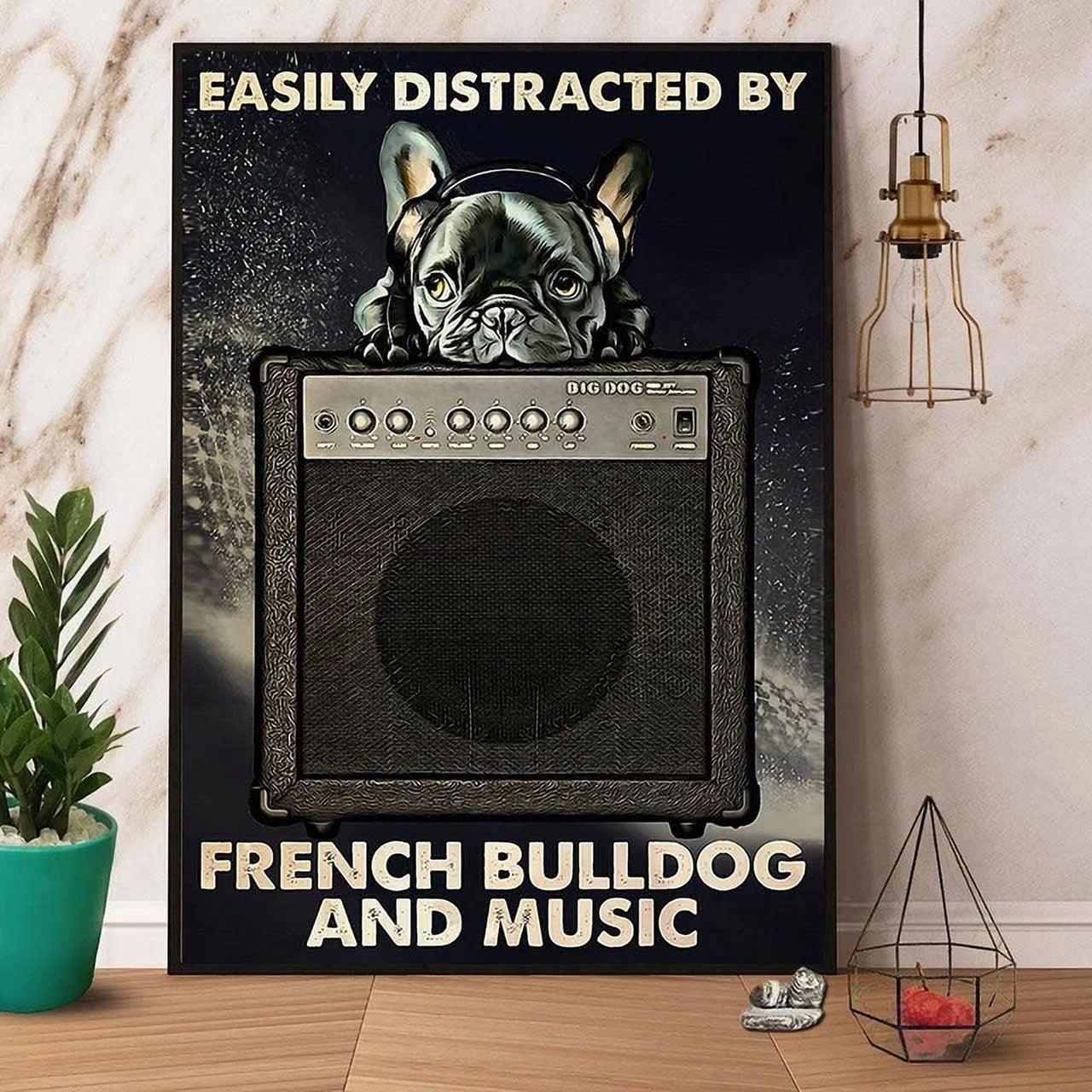 Easily Distracted By French Bulldog And Music Paper Poster Home Decor ...