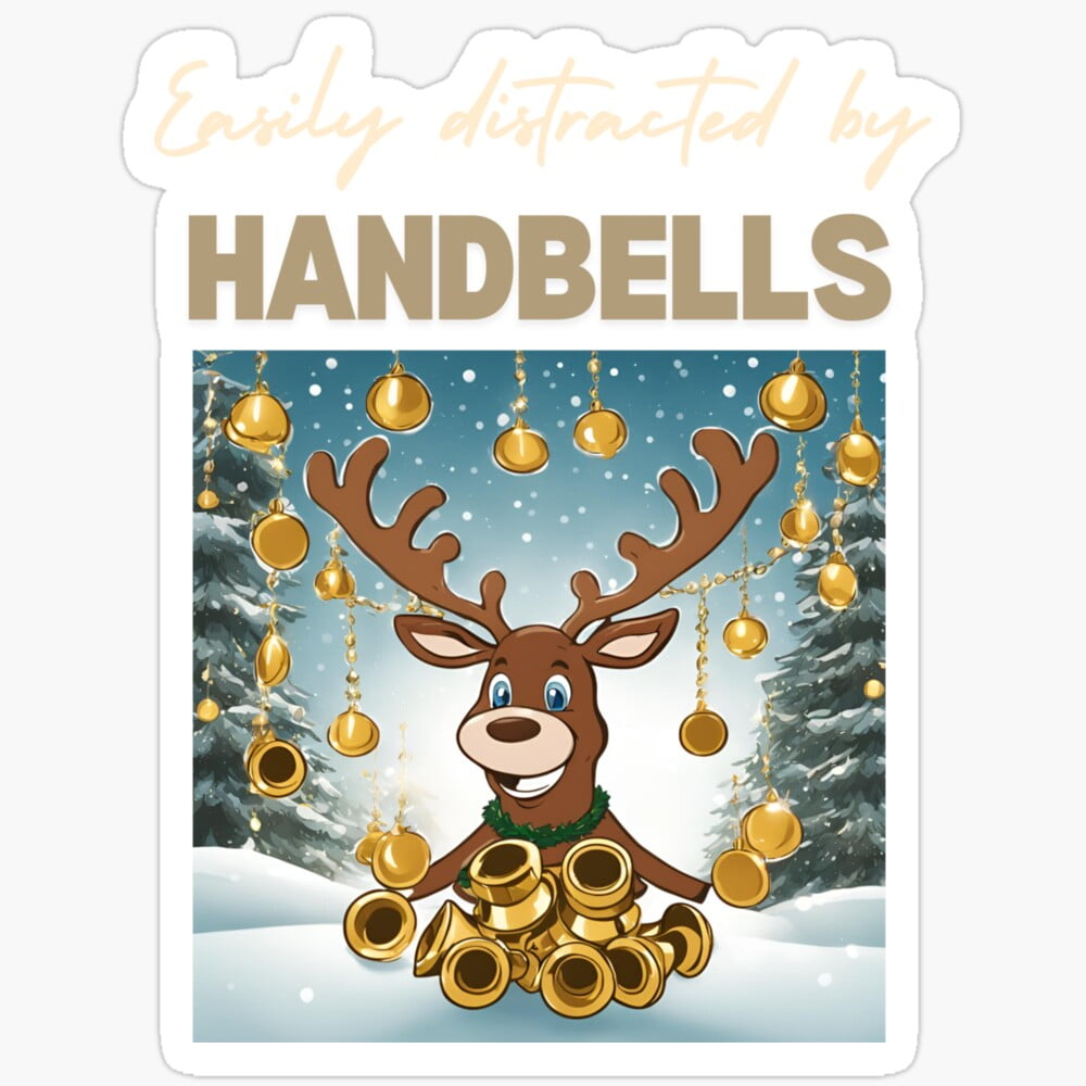 Easily Distracted By Handbells Reindeer Sticker Phone Decal Water ...