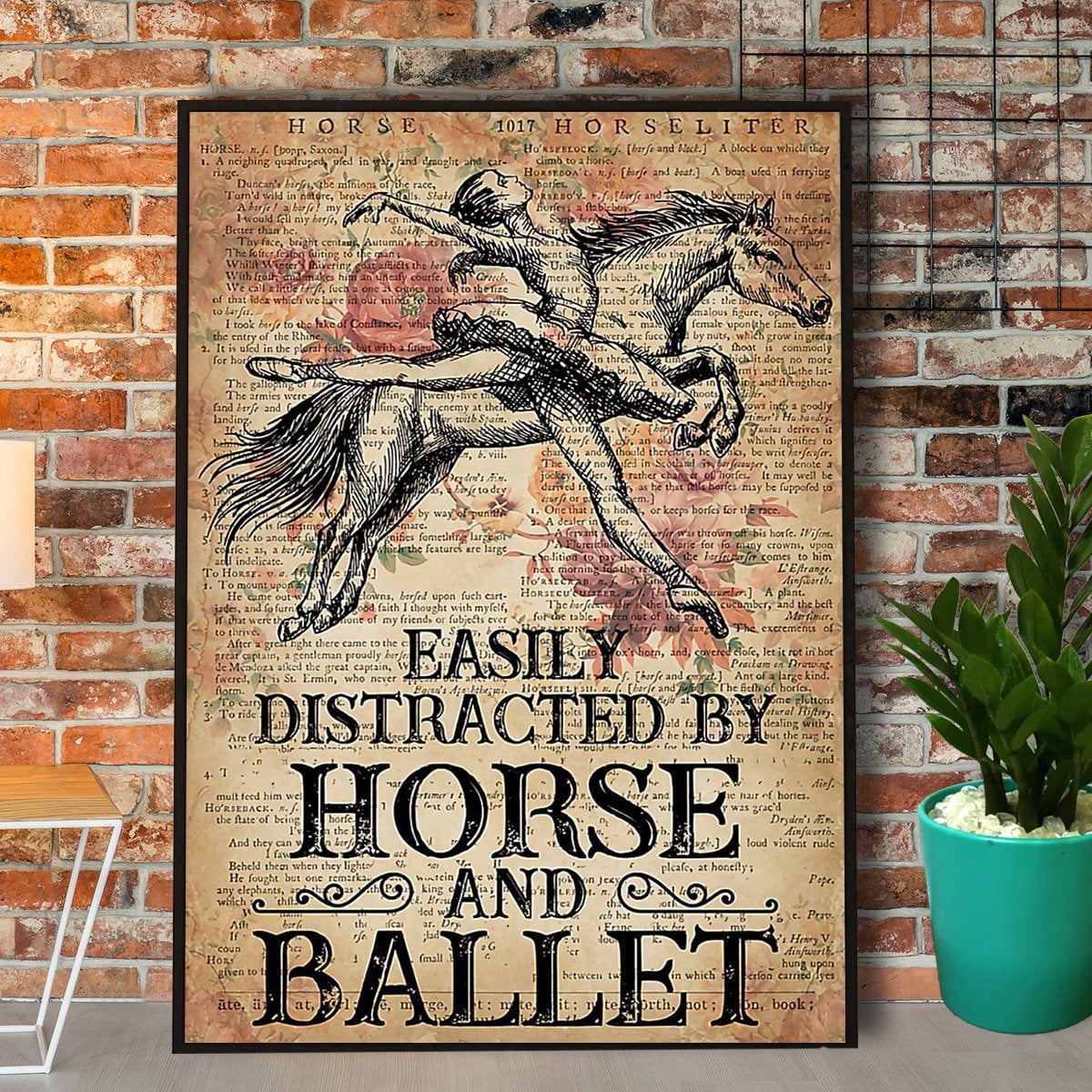 Easily Distracted By Horse And Ballet Vintage Paper Poster No Frame ...