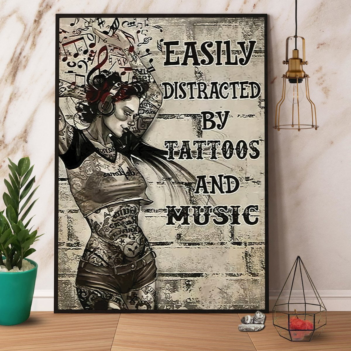 Easily Distracted By Tattoos And Music Paper Poster No Frame Matte Wall ...